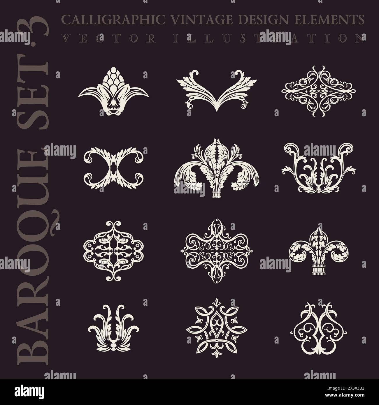 Baroque vintage elements. Vector calligraphic logo set. Design elements ...