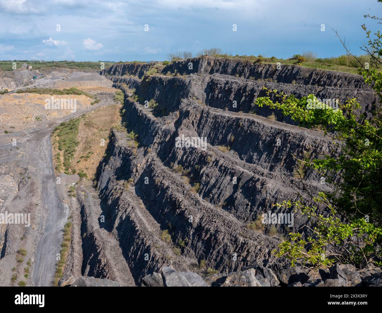 April 2024 - Signs and safety notices at the Callow Hill quarry above ...