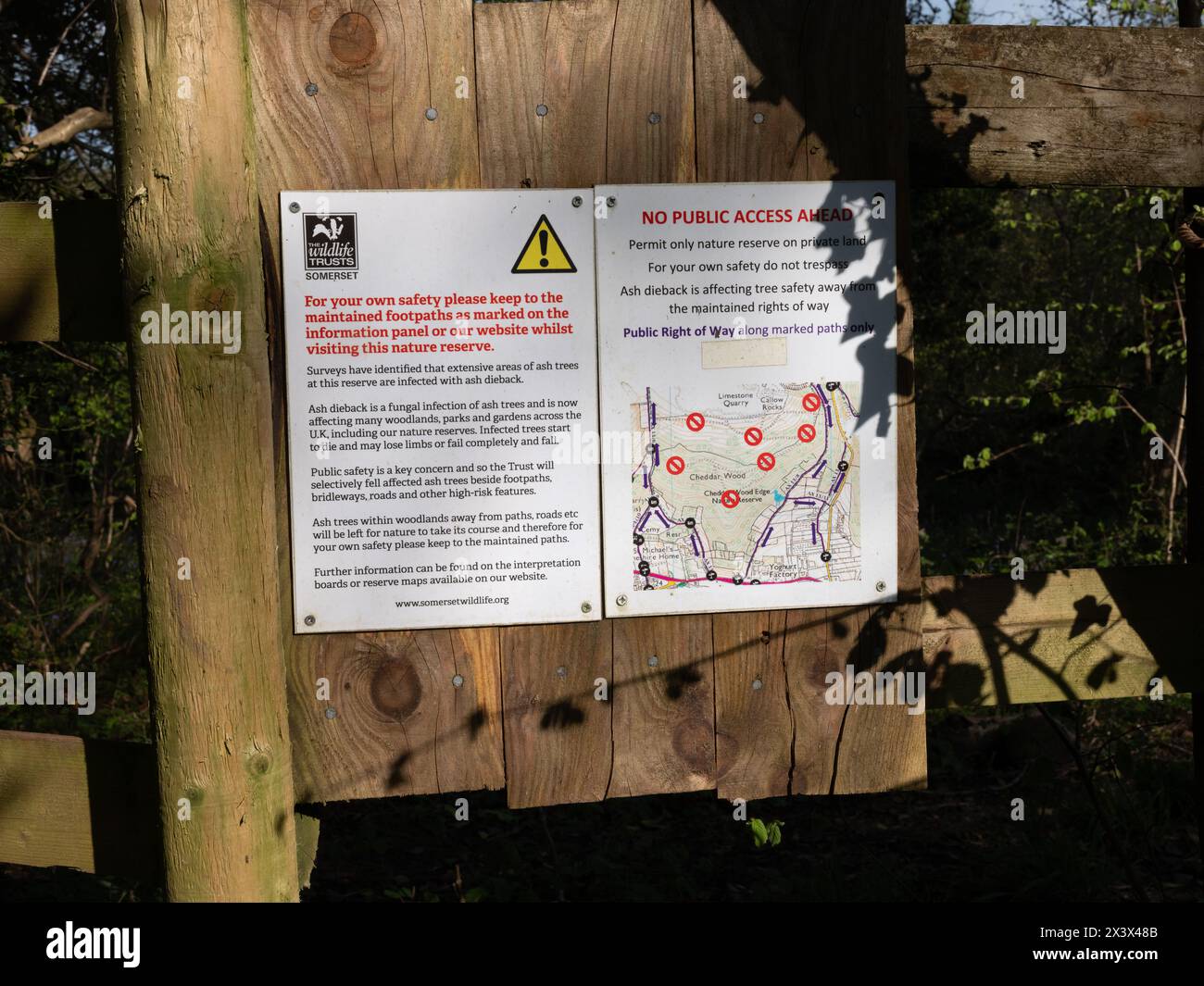April 2024 - Signs and safety notices in the woods above the Somerset ...