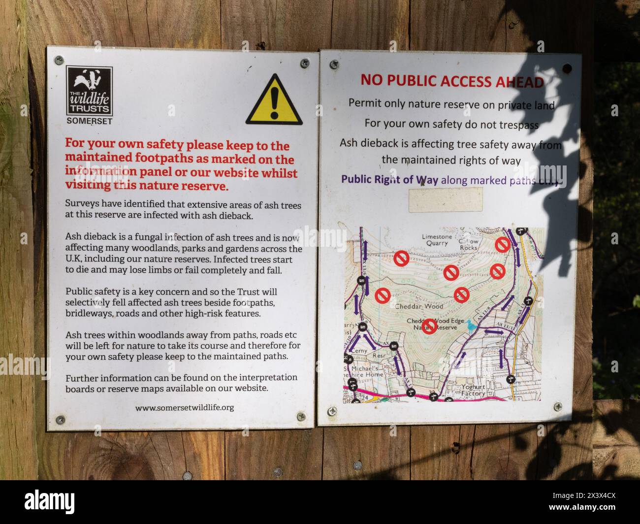 April 2024 - Signs and safety notices in the woods above the Somerset ...