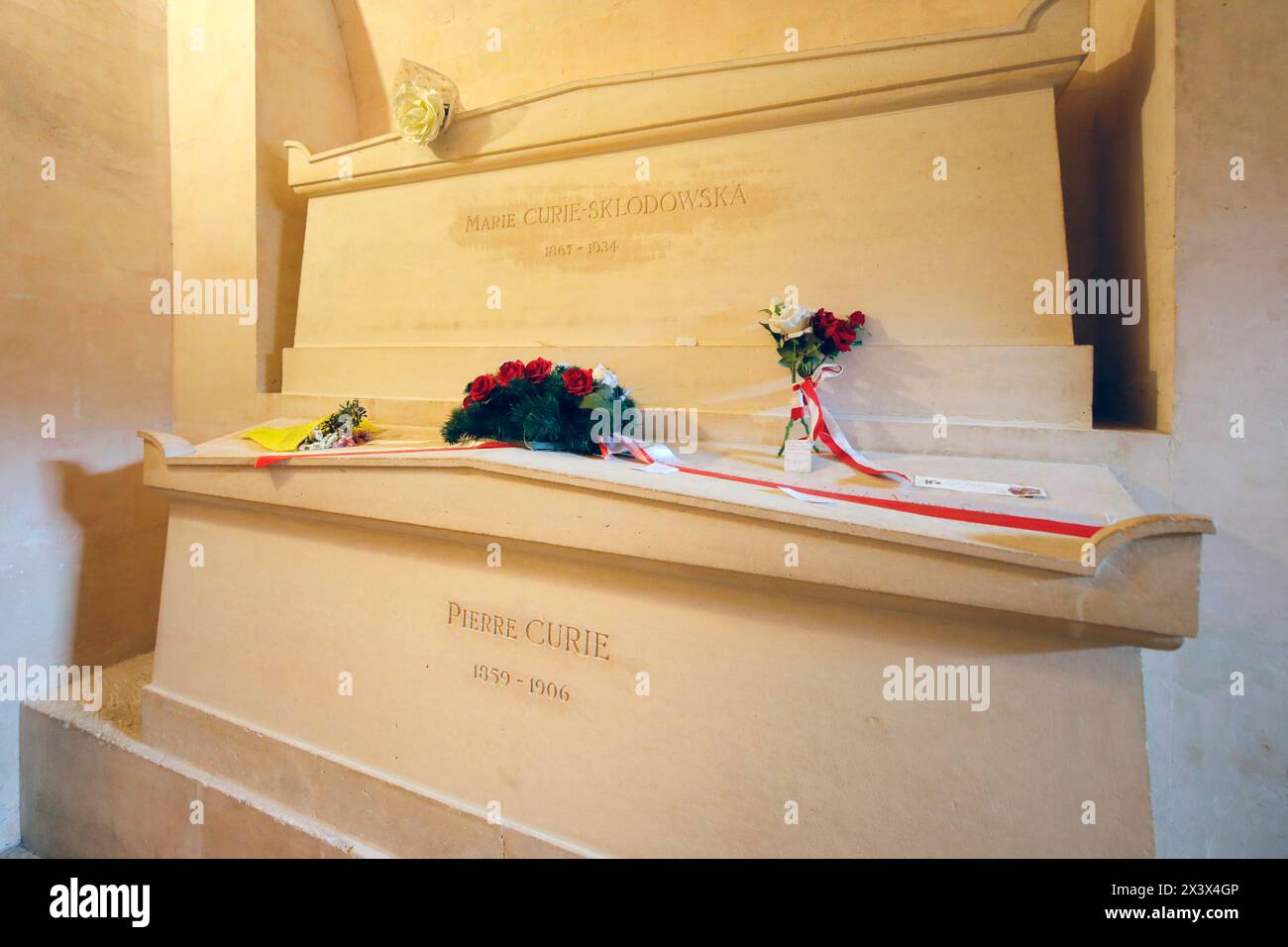 France. Paris. 5th district. The Pantheon. The crypt. Tombs of Pierre ...