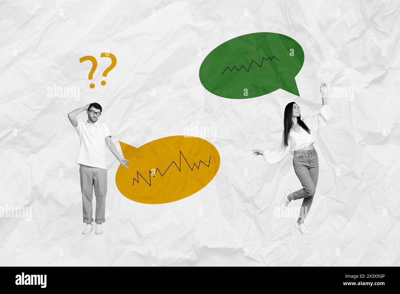 Composite sketch photo collage of two person confused man lady couple ...