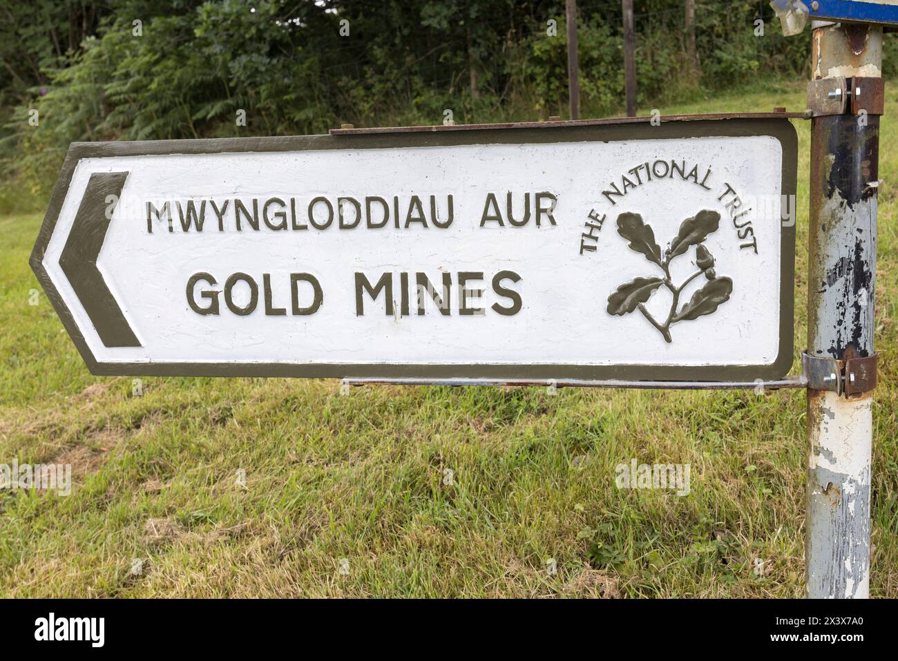 Sign to the gold mines at Dolaucothi, Wales, UK Stock Photo - Alamy