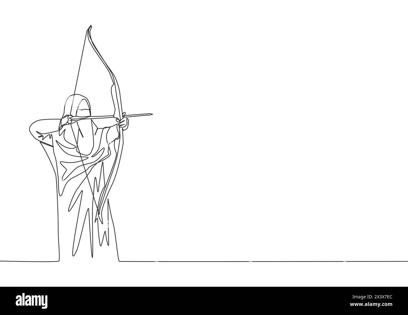 One single line drawing of young beauty saudi arabian muslimah wearing ...
