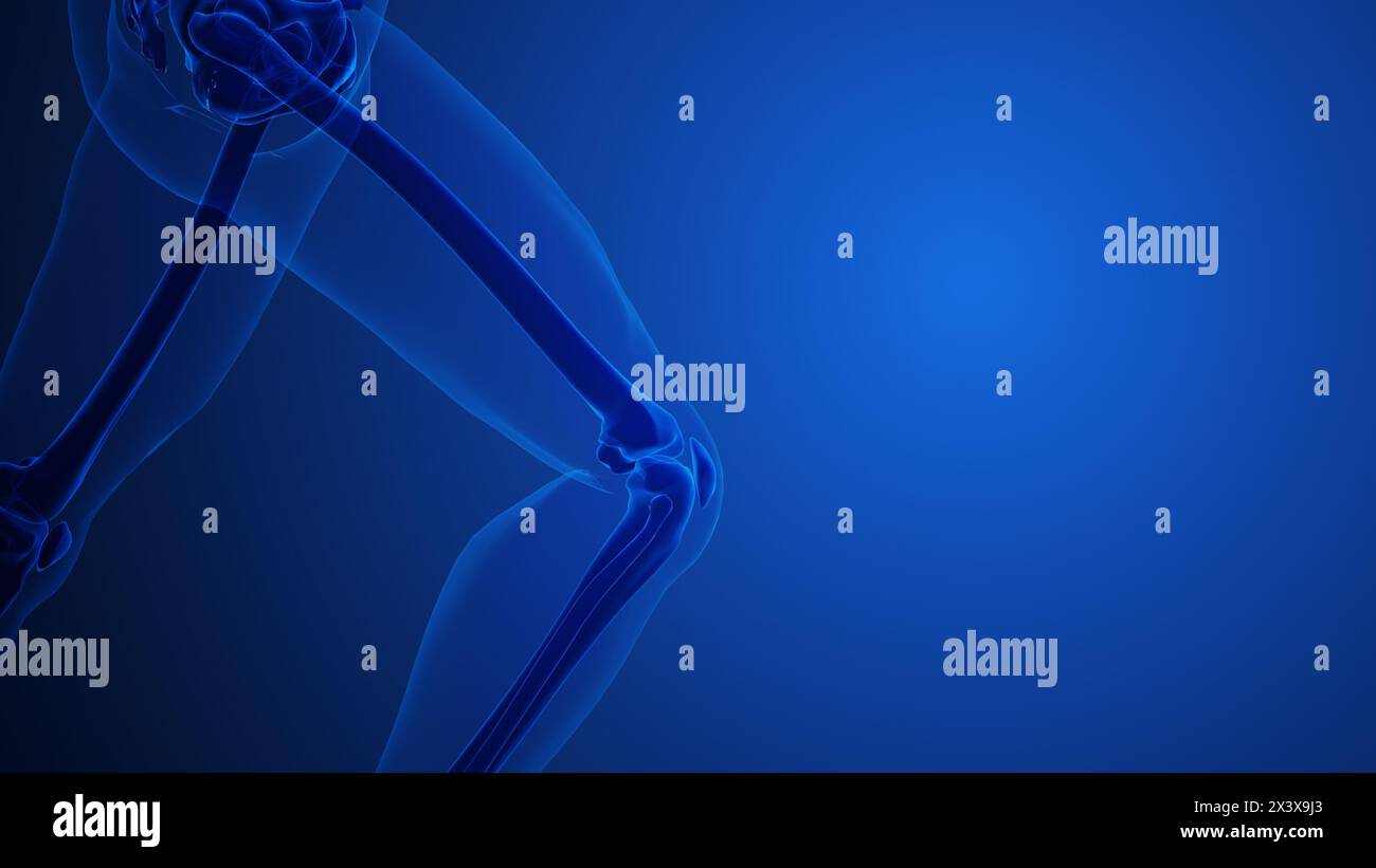 Knee Joint Pain with blue background Stock Photo - Alamy