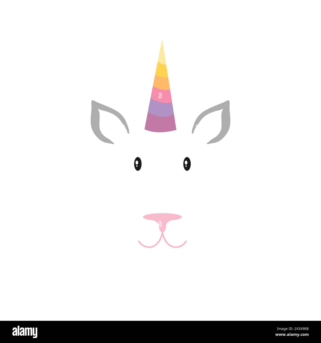 Happy unicorn face vector. Isolated minimalistic print, hand drawn ...