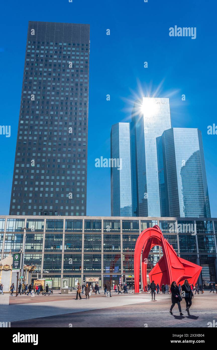 Grand Paris (Greater Paris), La Defense office district, sculpture by ...