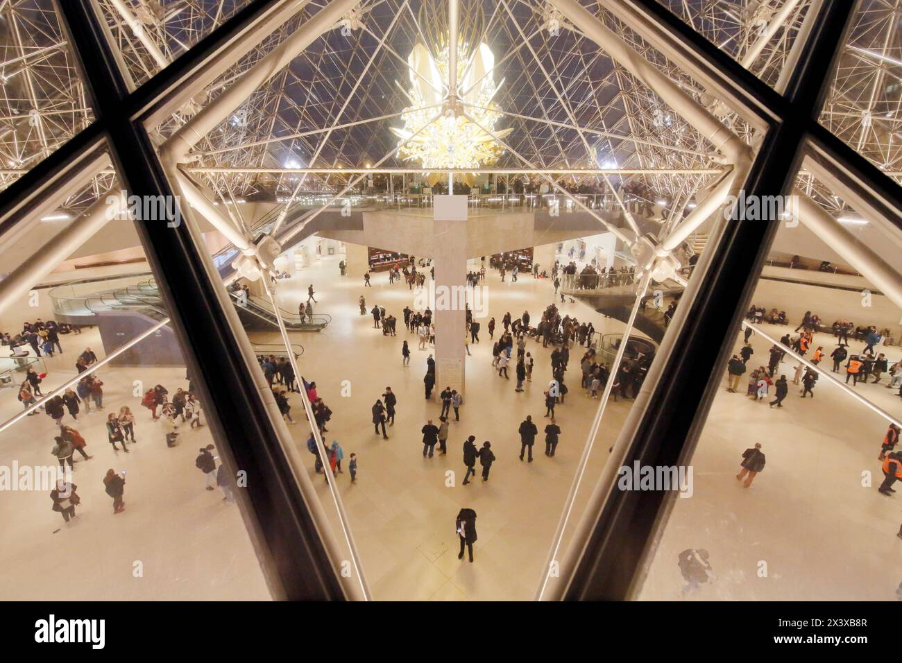 Paris. 1st district. Louvre Museum by night. The pyramid (architect ...