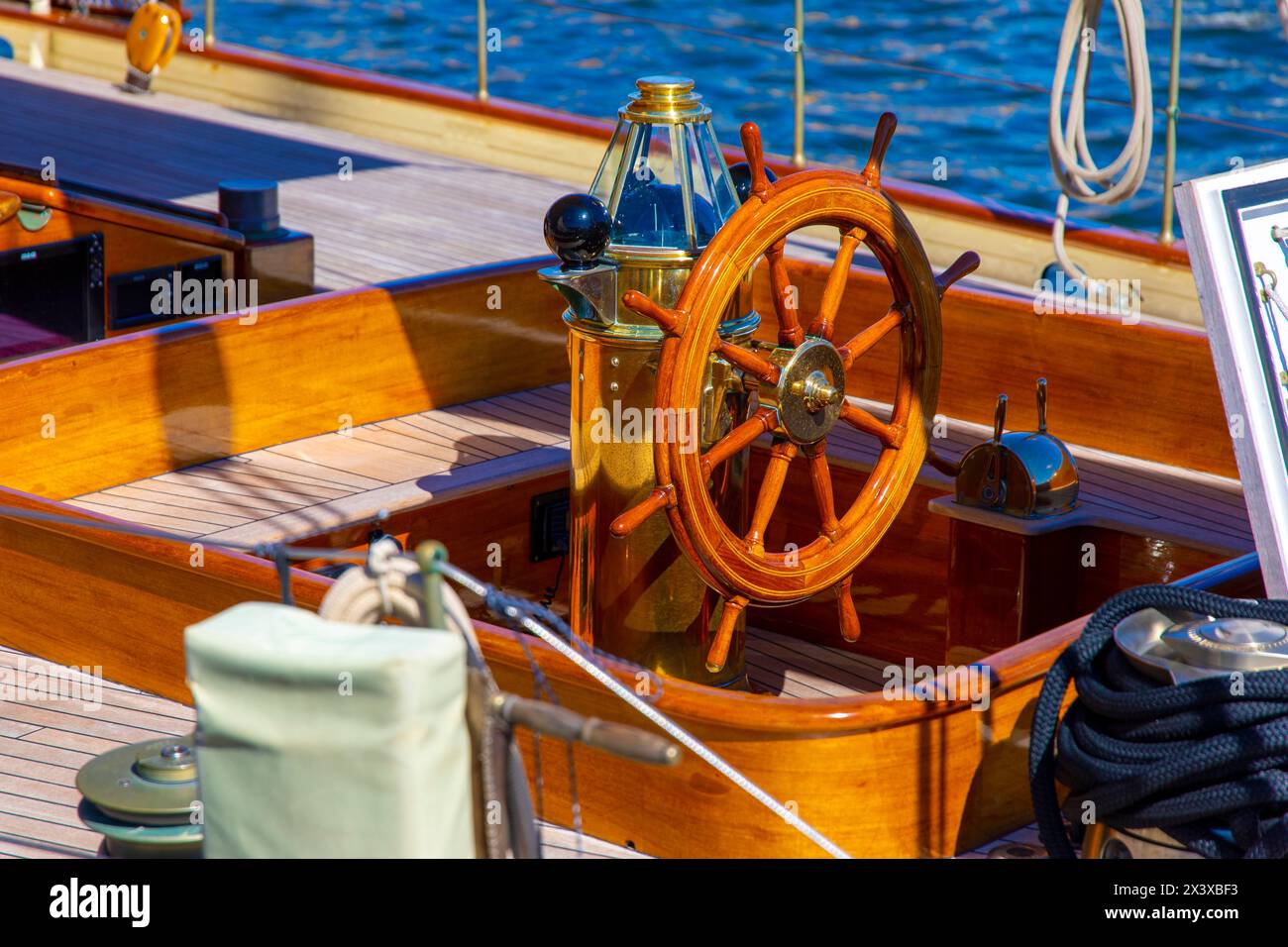 Europe, Scandinavia, Sweden. Stockholm. Old rig, steering wheel and ...