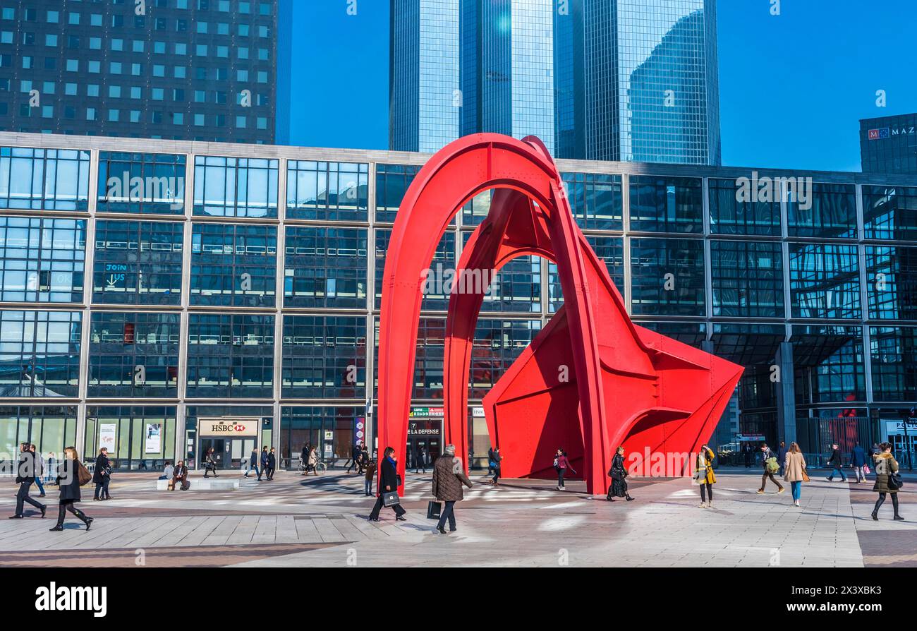 Grand Paris (Greater Paris), La Defense office district, sculpture by ...