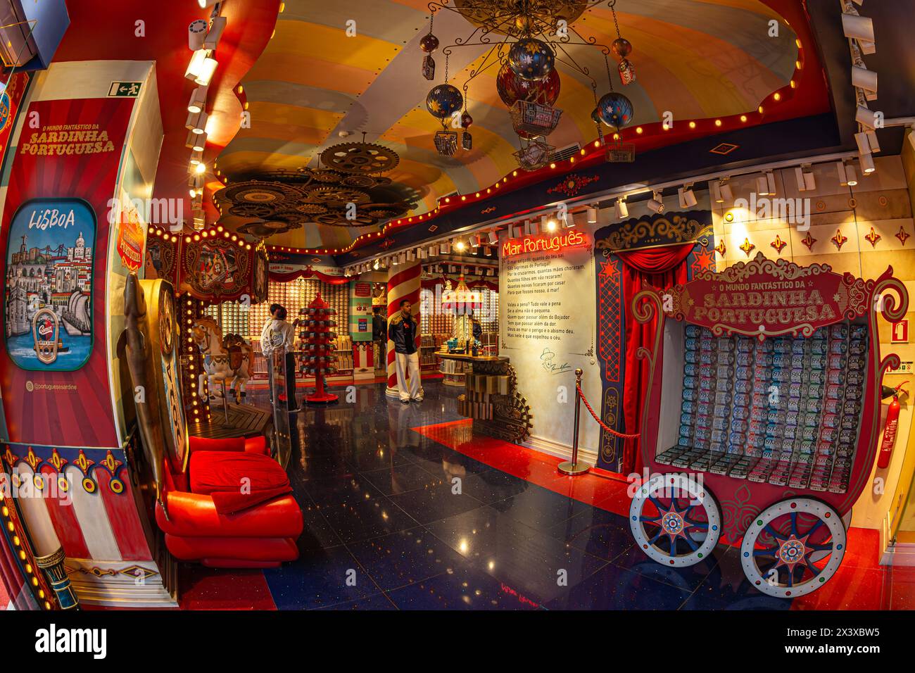 LISBON, PORTUGAL - APRIL 5, 2024: Inside of funny store with tinned ...