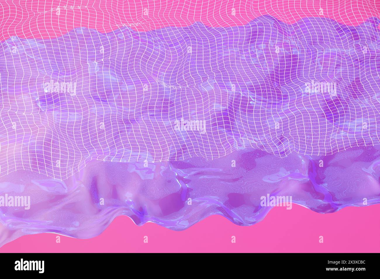 Vibrant Y2K style abstract background with a digital wireframe ...