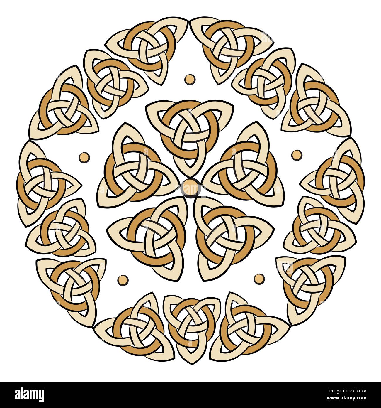 Raven hand-drawn in Celtic style, on the background of the Celtic moon ...