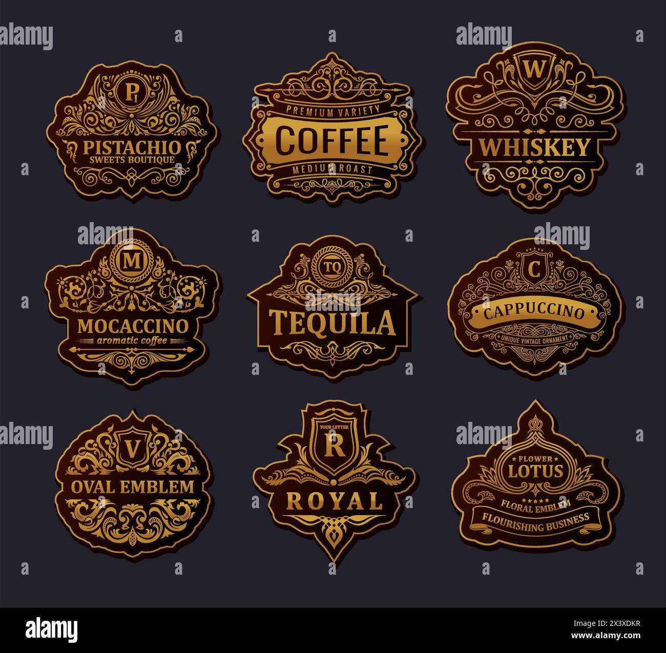 Royal logos set hi-res stock photography and images - Alamy