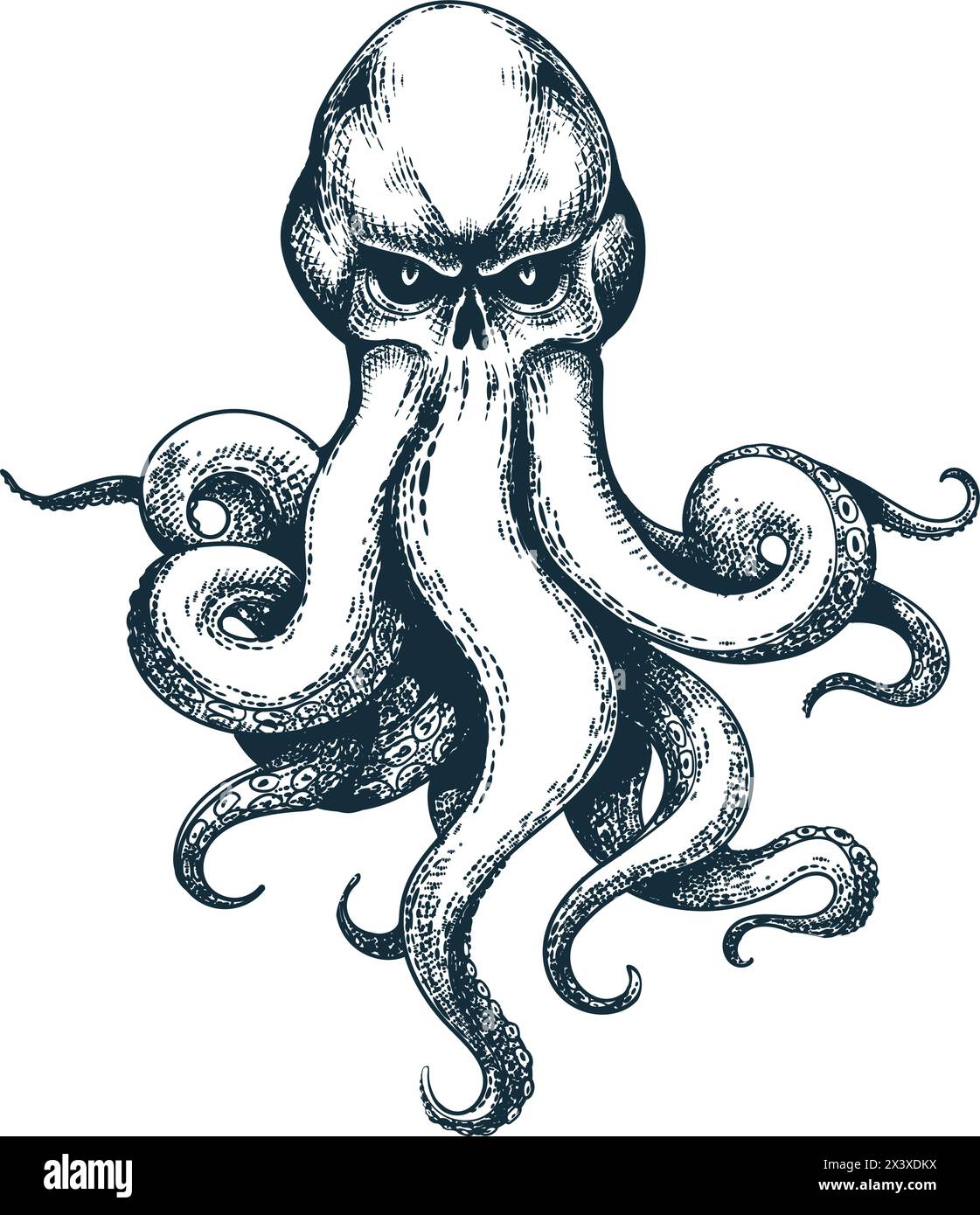 Engraving octopus Cut Out Stock Images & Pictures - Alamy