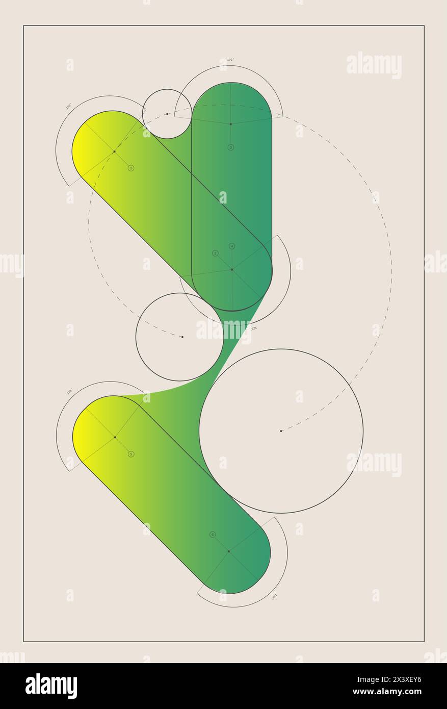 Vector illustration. Abstract figure curved shapes, surrounded by ...
