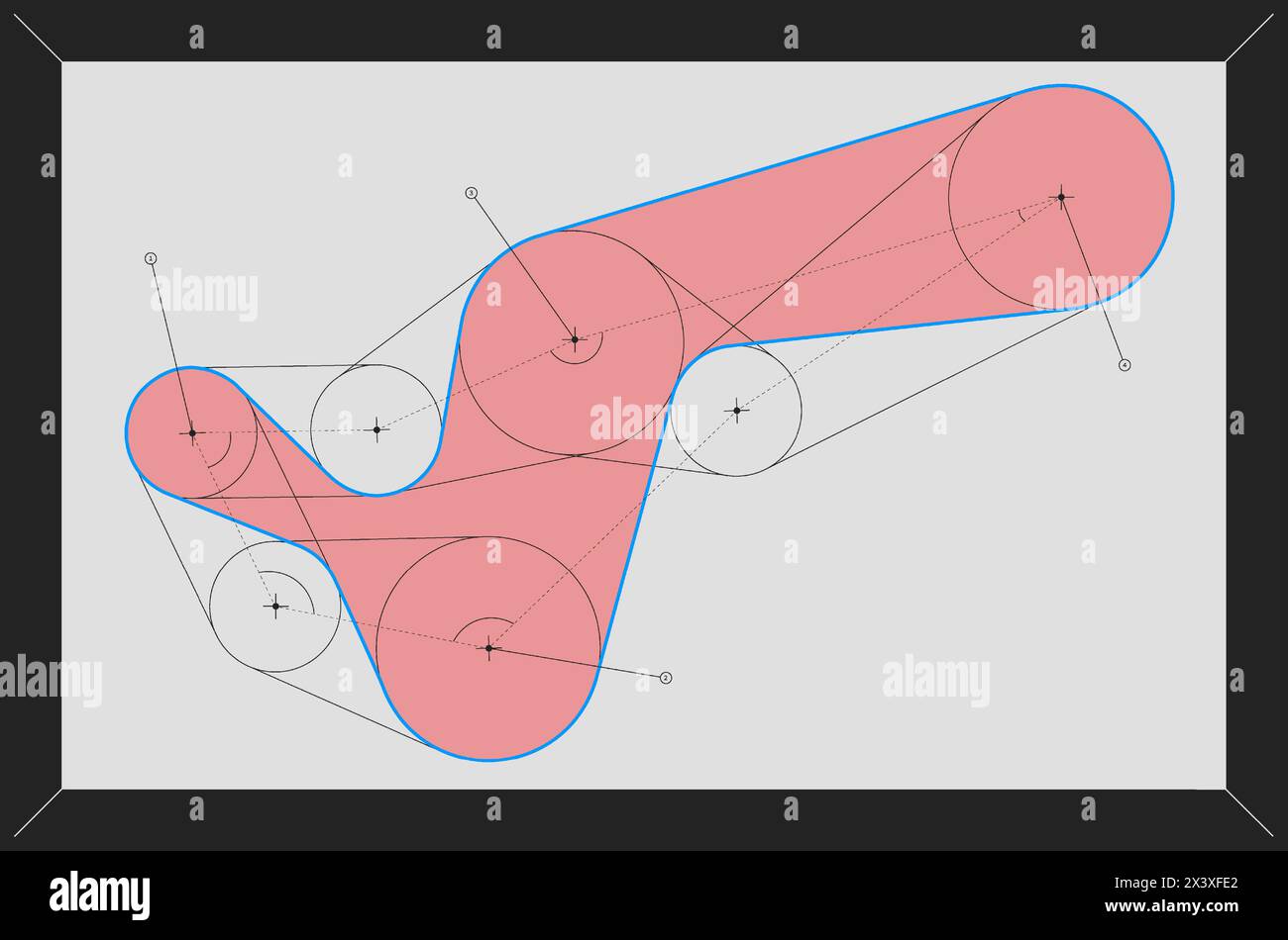 Vector illustration. Network of overlapping red shapes interconnected ...