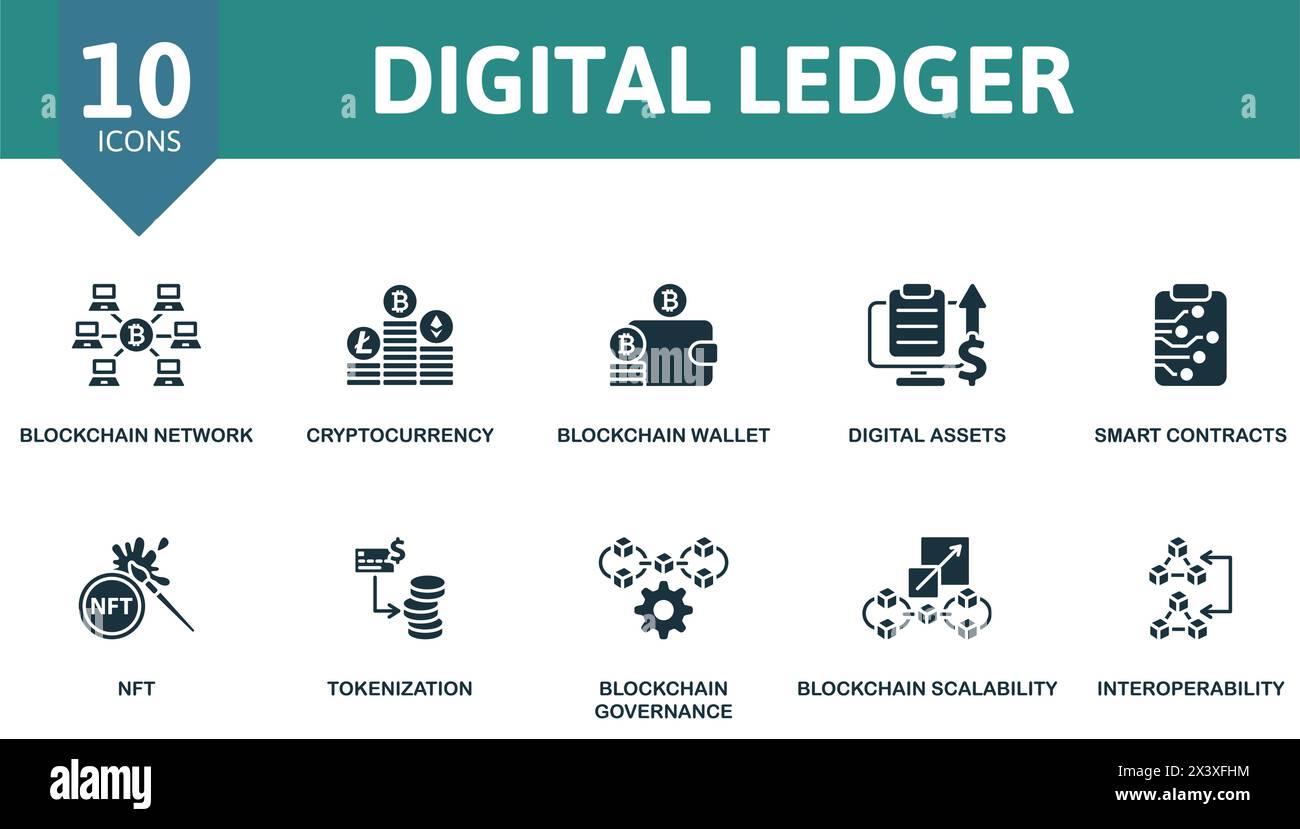 Digital ledger set. Creative icons Stock Vector Image & Art - Alamy