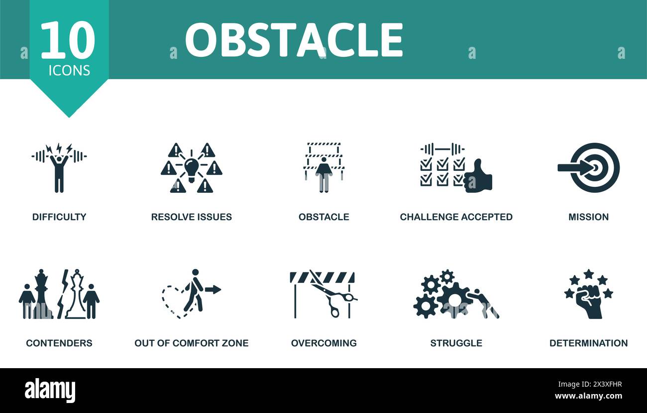 Obstacle set. Creative icons. Monochrome design Stock Vector Image ...