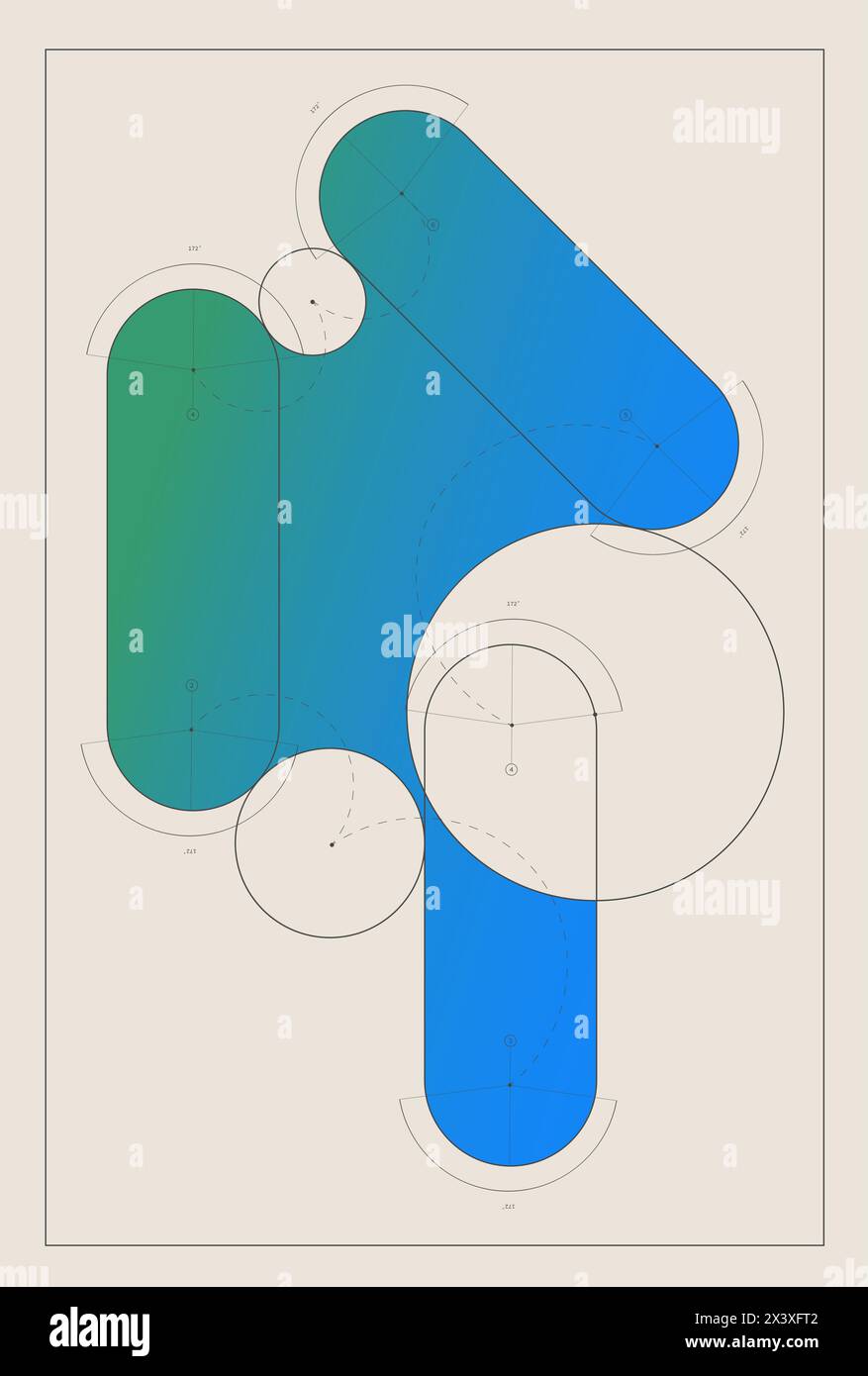 Vector illustration. Abstract figure curved shapes, surrounded by ...