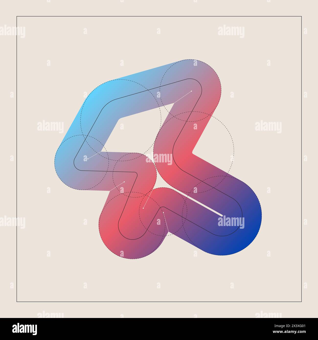 Vector illustration. Abstract form blending from blue to red, with ...