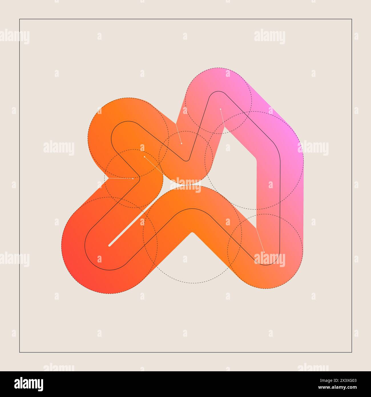 Vector illustration. Vibrant abstract shape in orange and pink tones ...