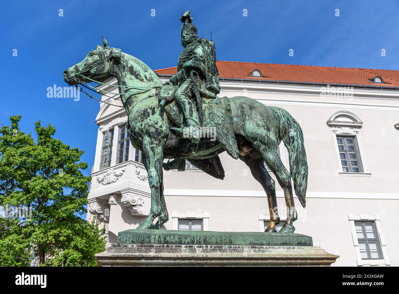 The equestrian statue of Andras Hadik in the Buda Castle District Stock ...