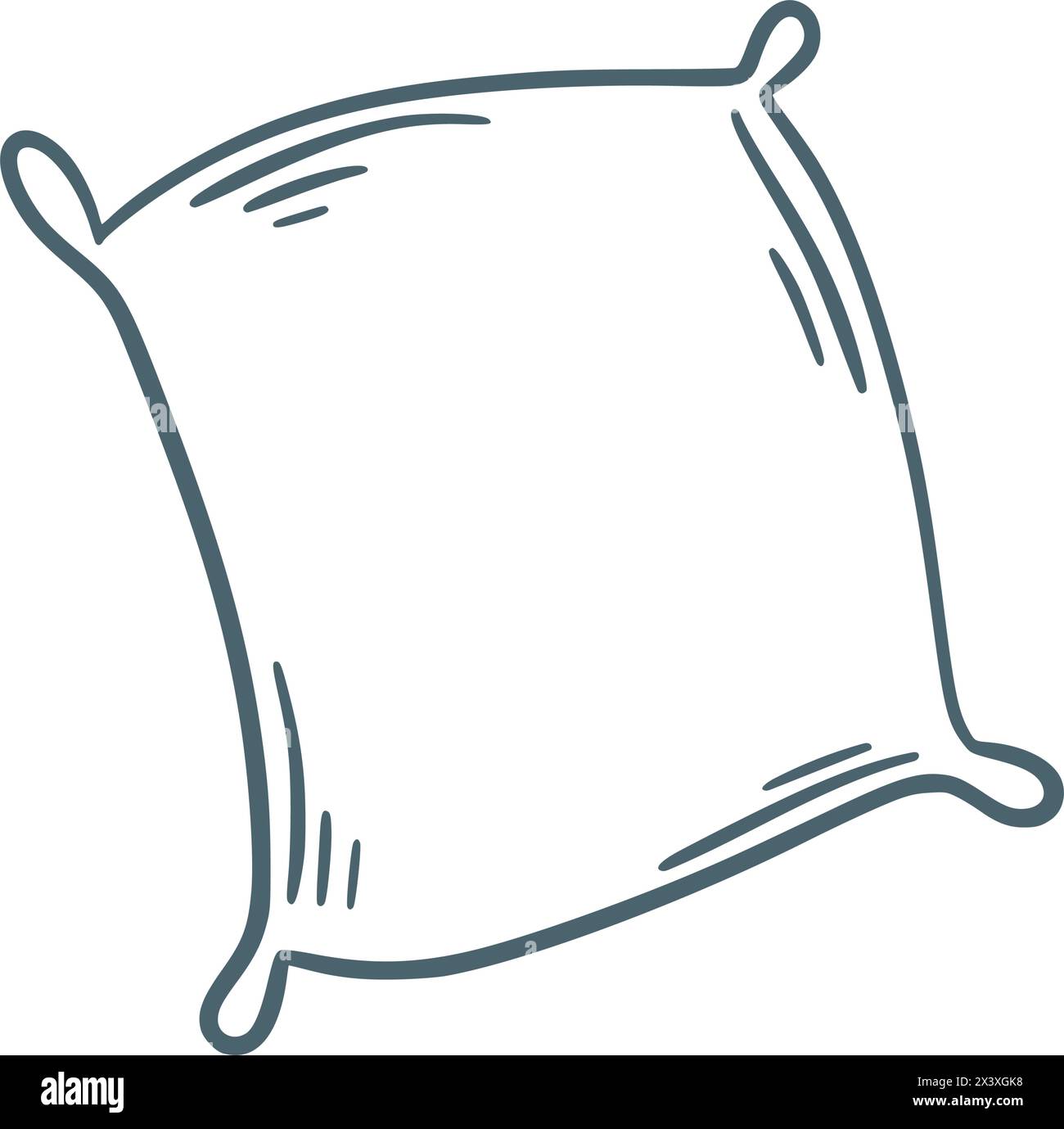 Pillow doodle sketch style vector graphic. Cute square sleeping pillow ...