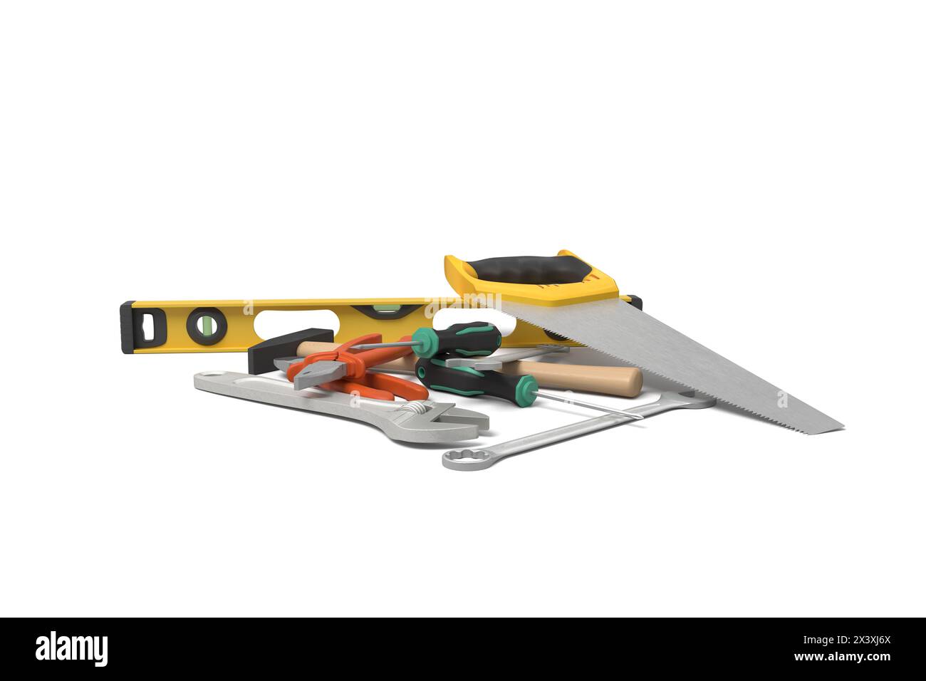 Stacked tools on a seamless background Stock Photo - Alamy