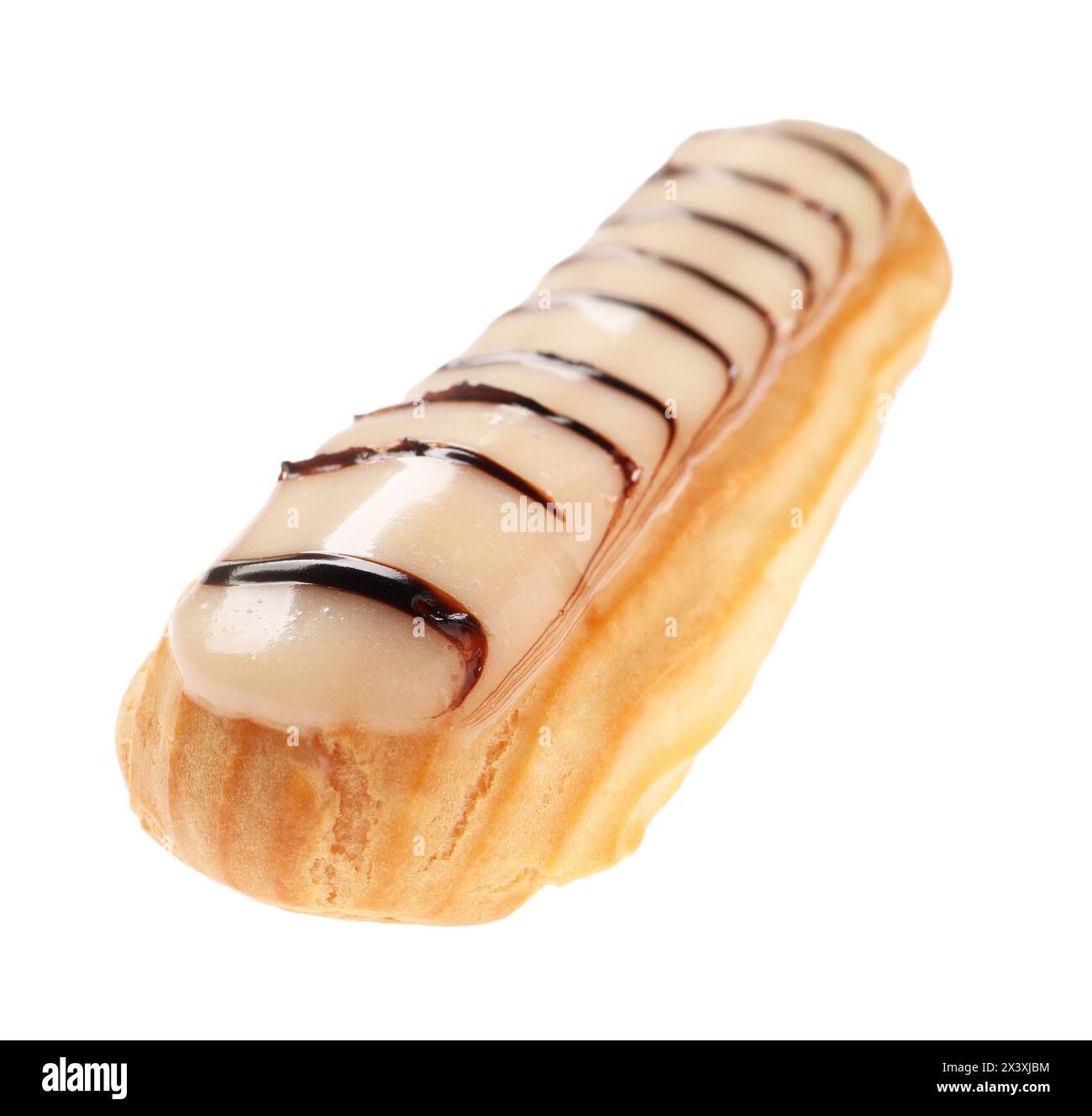 Delicious eclair covered with glaze isolated on white Stock Photo - Alamy