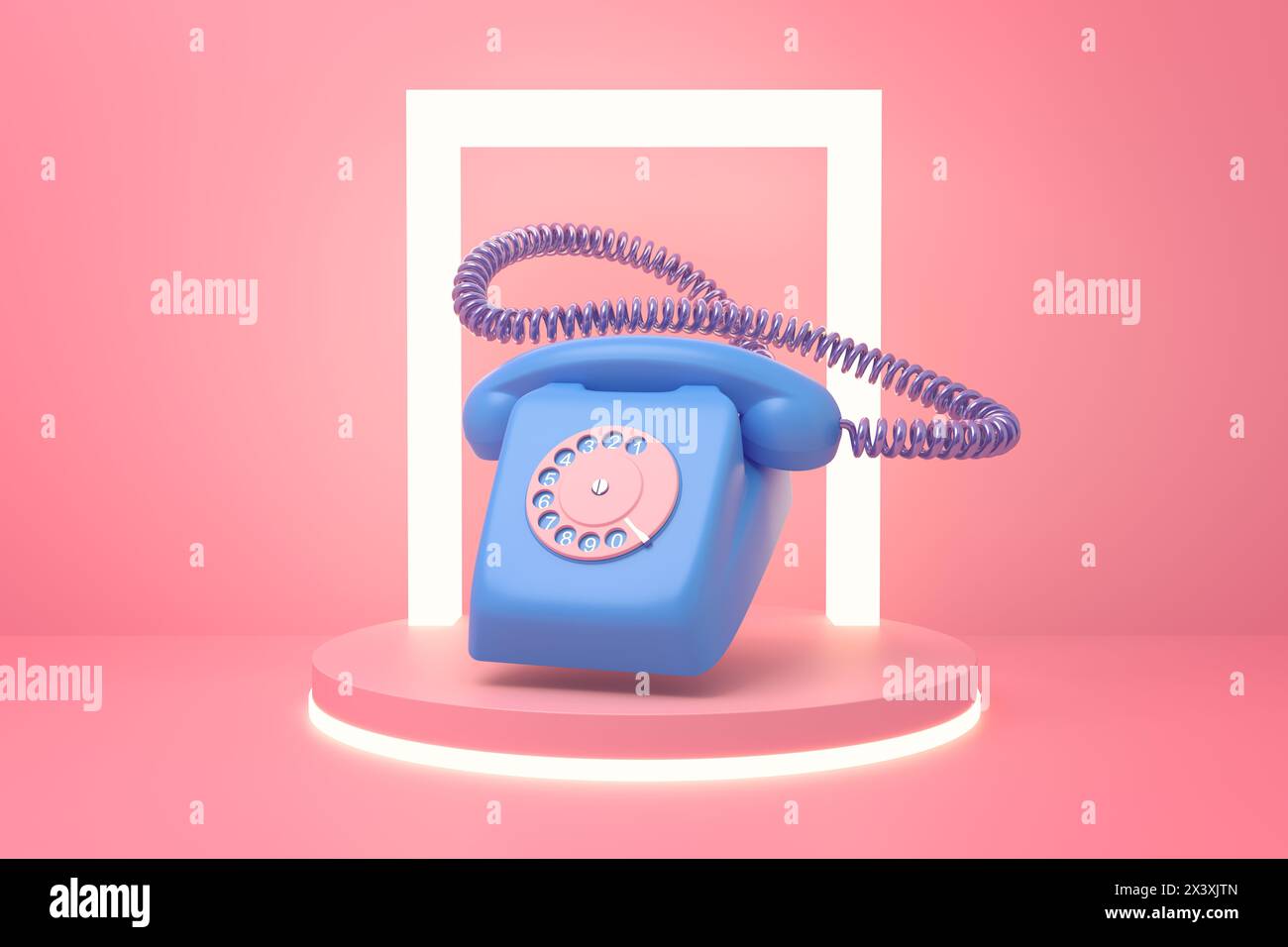 Retro style blue rotary dial telephone on stage Stock Photo - Alamy