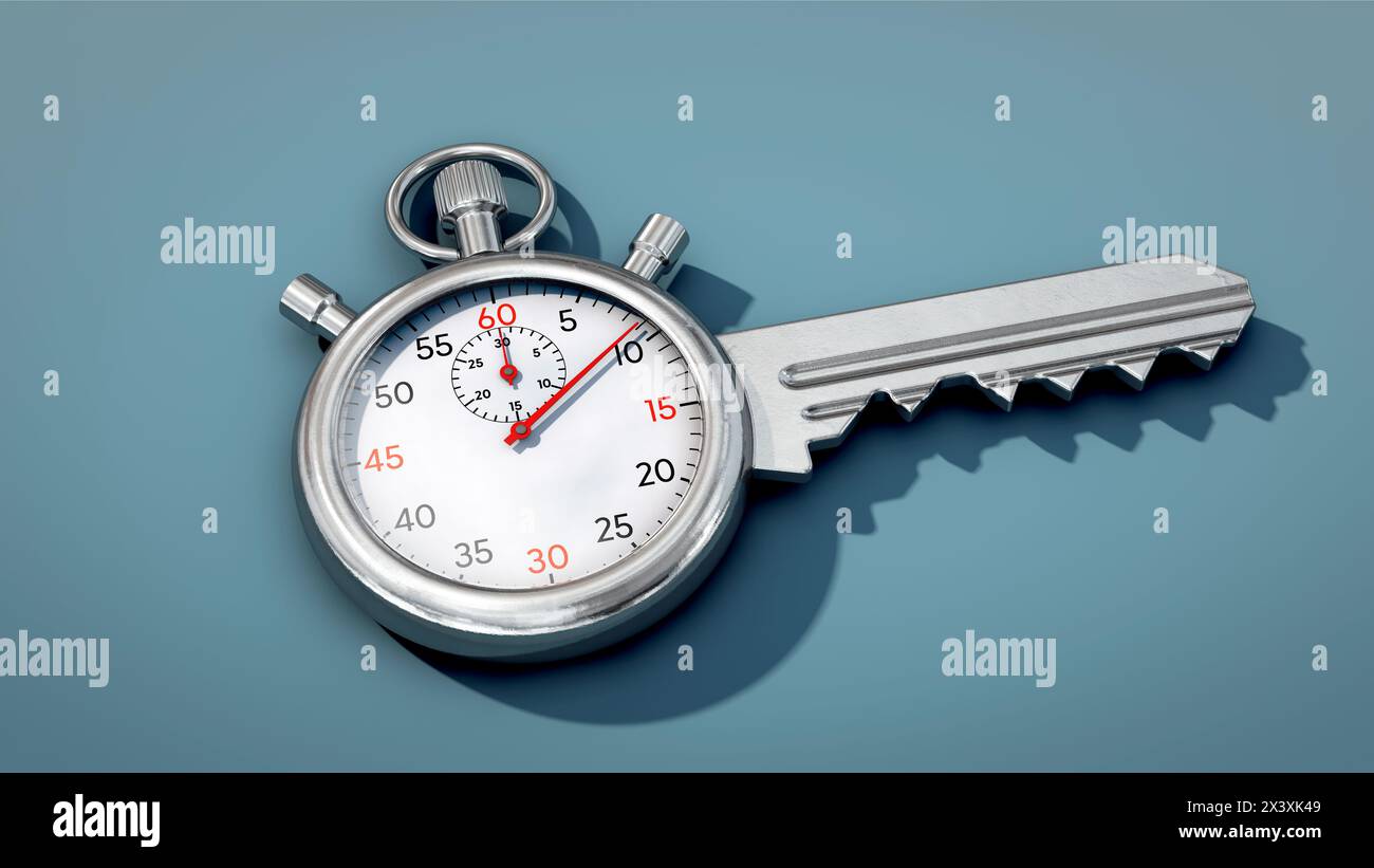 Safety key with stopwatch Stock Photo - Alamy