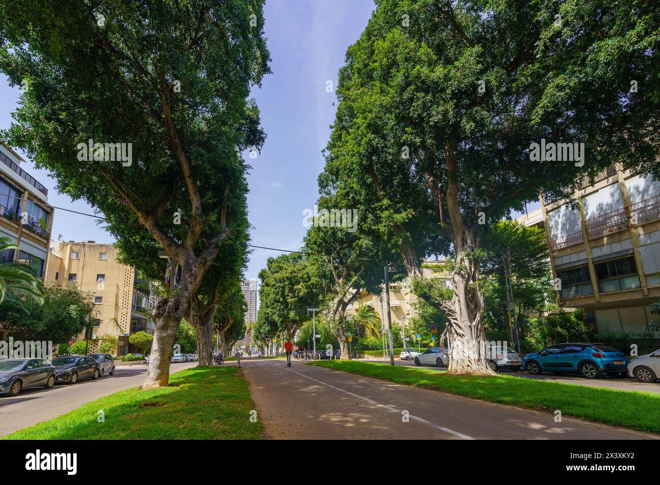 Tel-Aviv, Israel - April 25, 2024: Scene of the Chen Boulevard, with ...