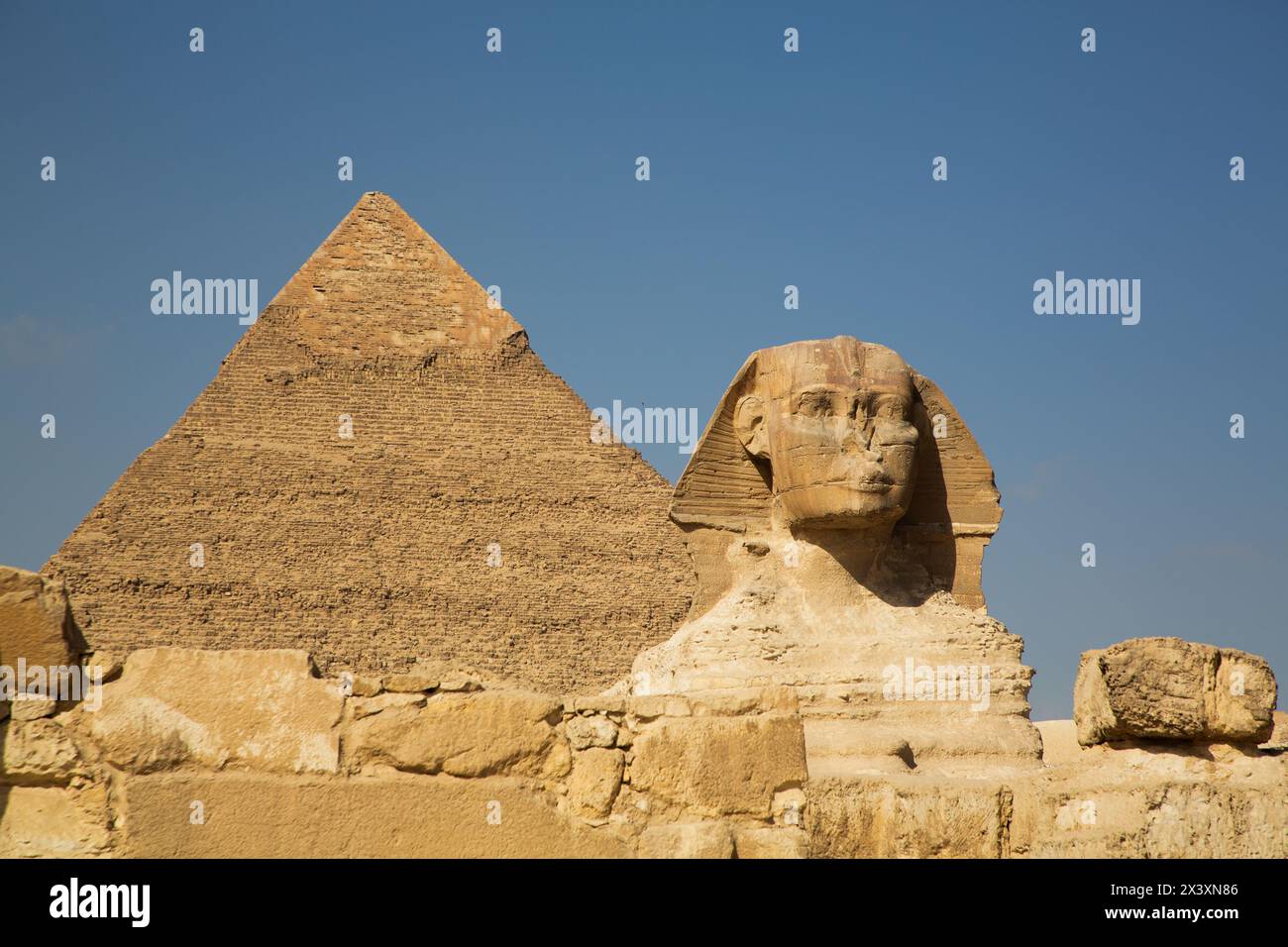Great Sphinx of Giza, Pyramid of Khafre (also called Chephren ...