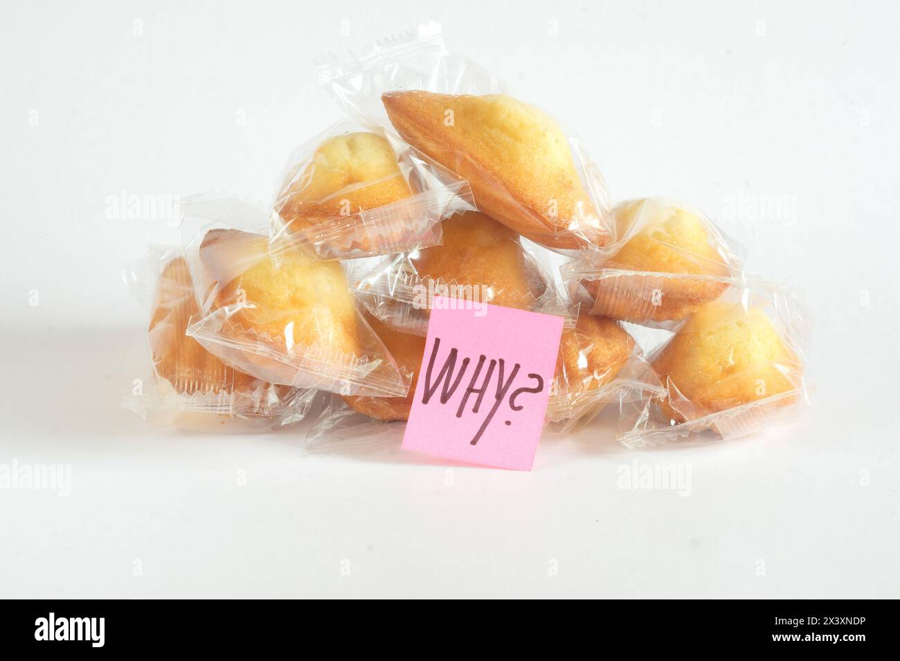 seperatly packaged plastic wrapped small cakes, in plastic bags,sign ...