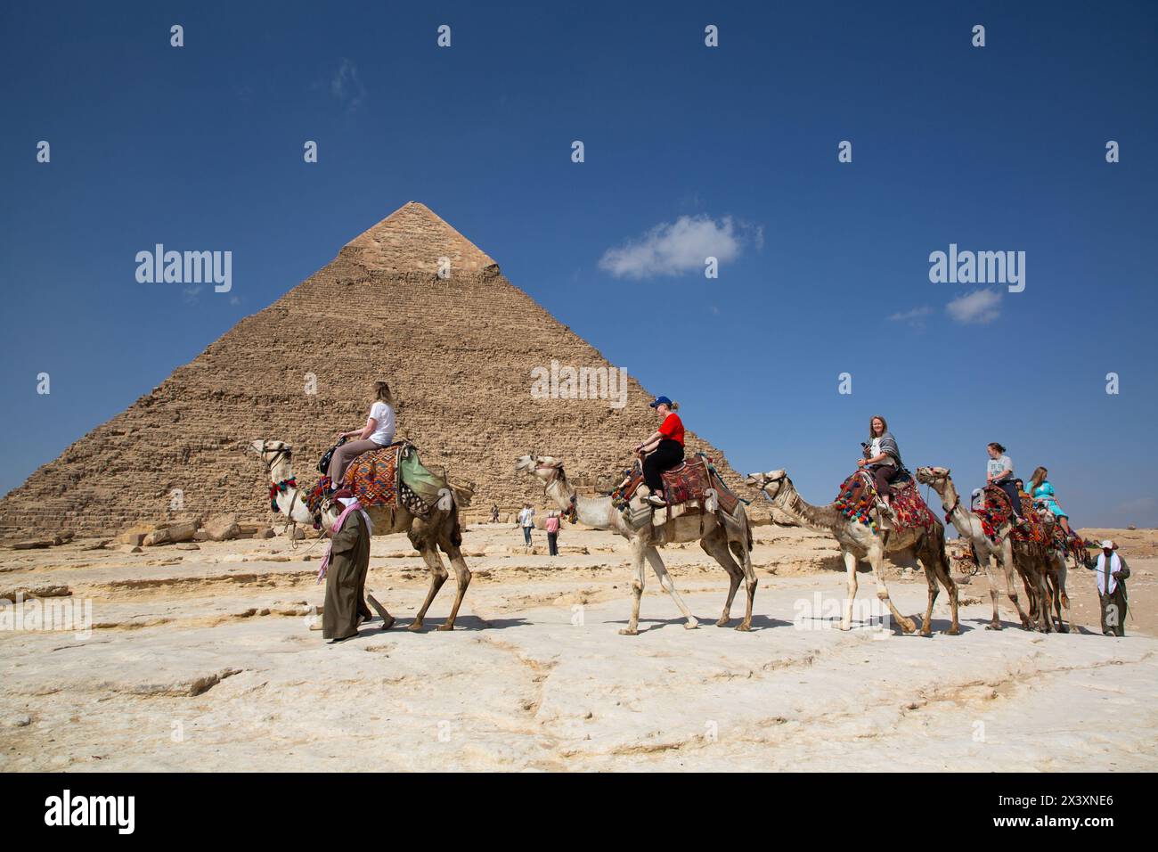 Tourists on Camels, Pyramid of Khafre (also called Chephren ...