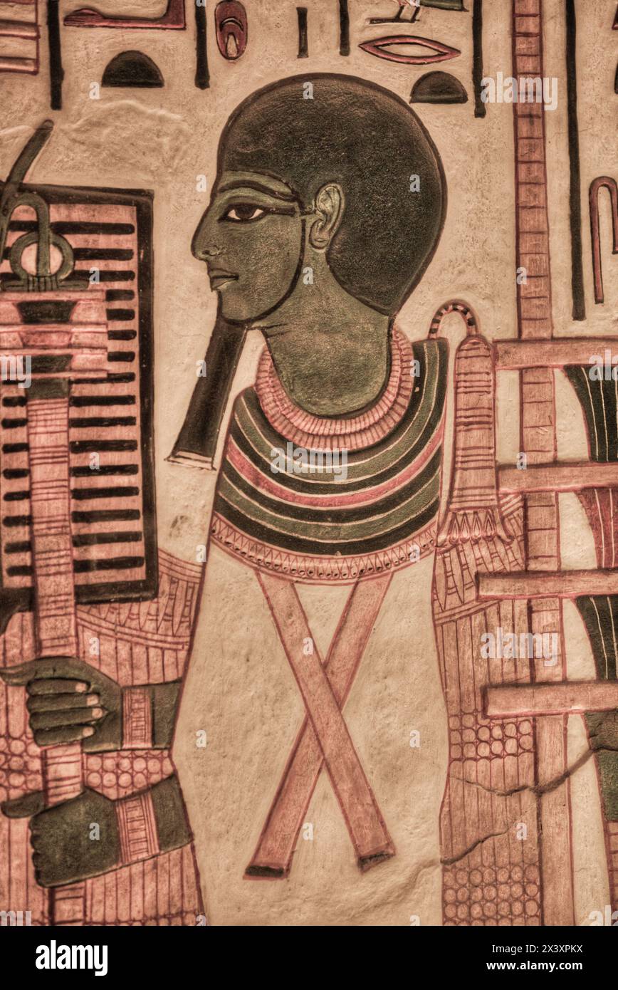 Image of God Ptah, Paintings and Relief, Tomb of Nefertari, QV66 ...