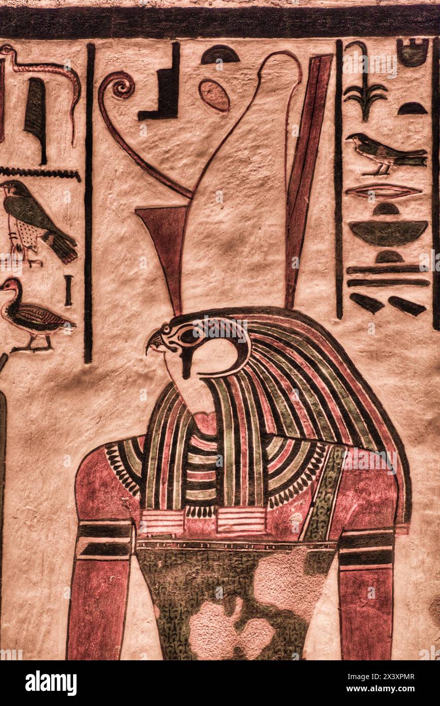 Image of God Horus, Paintings and Relief, Tomb of Nefertari, QV66 ...
