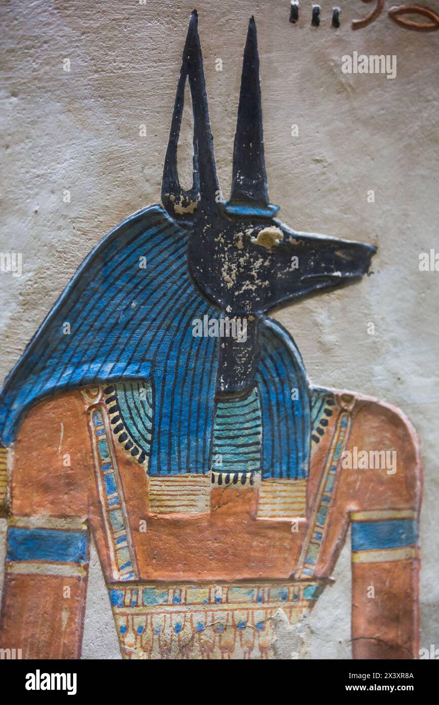 God Anubis, Bas Relief, Tomb of Prince Amenherkhepshef, QV55, Valley of ...