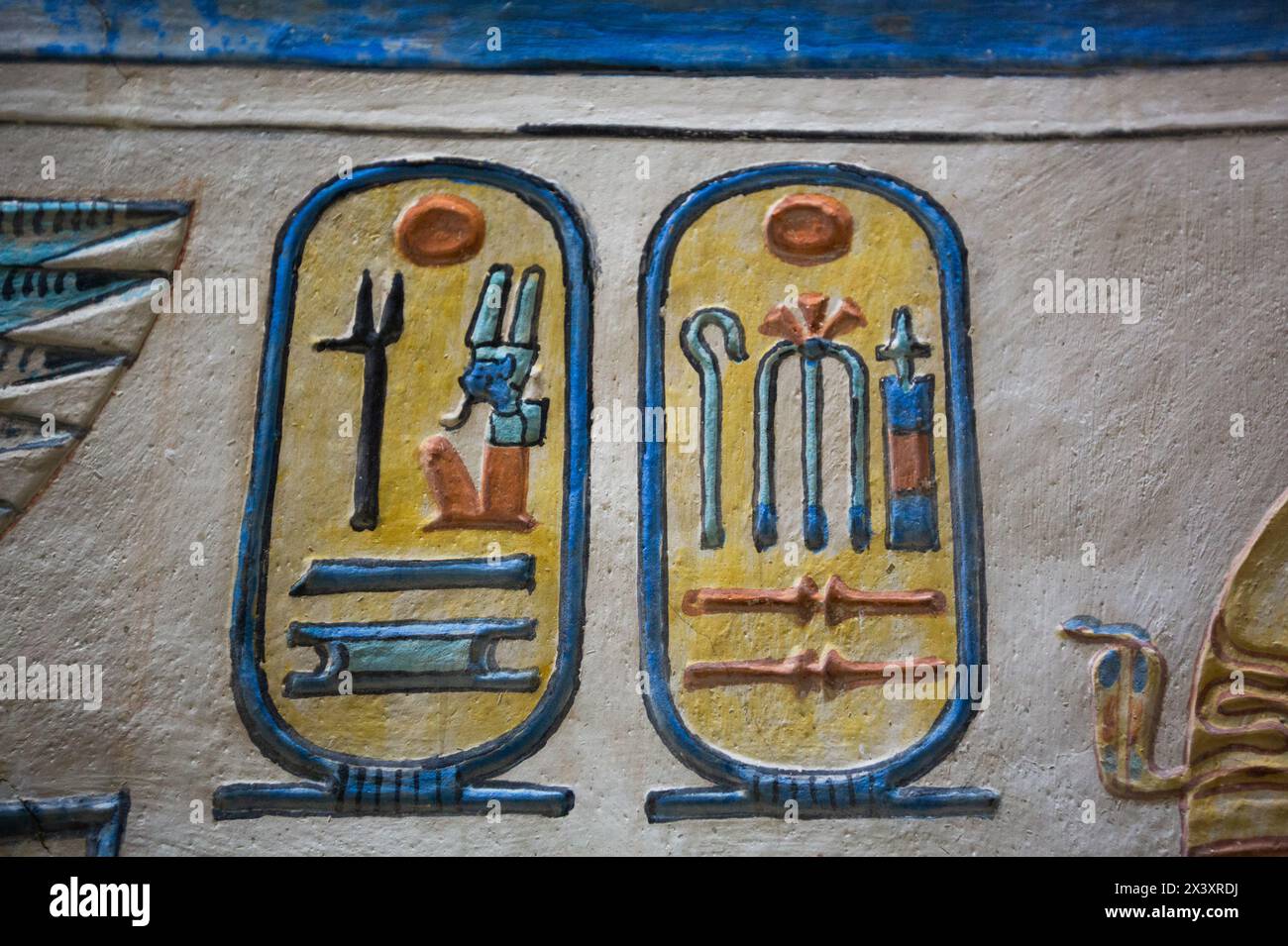 Bas Relief of Cartouches, Tomb of Prince Amenherkhepshef, QV55, Valley ...