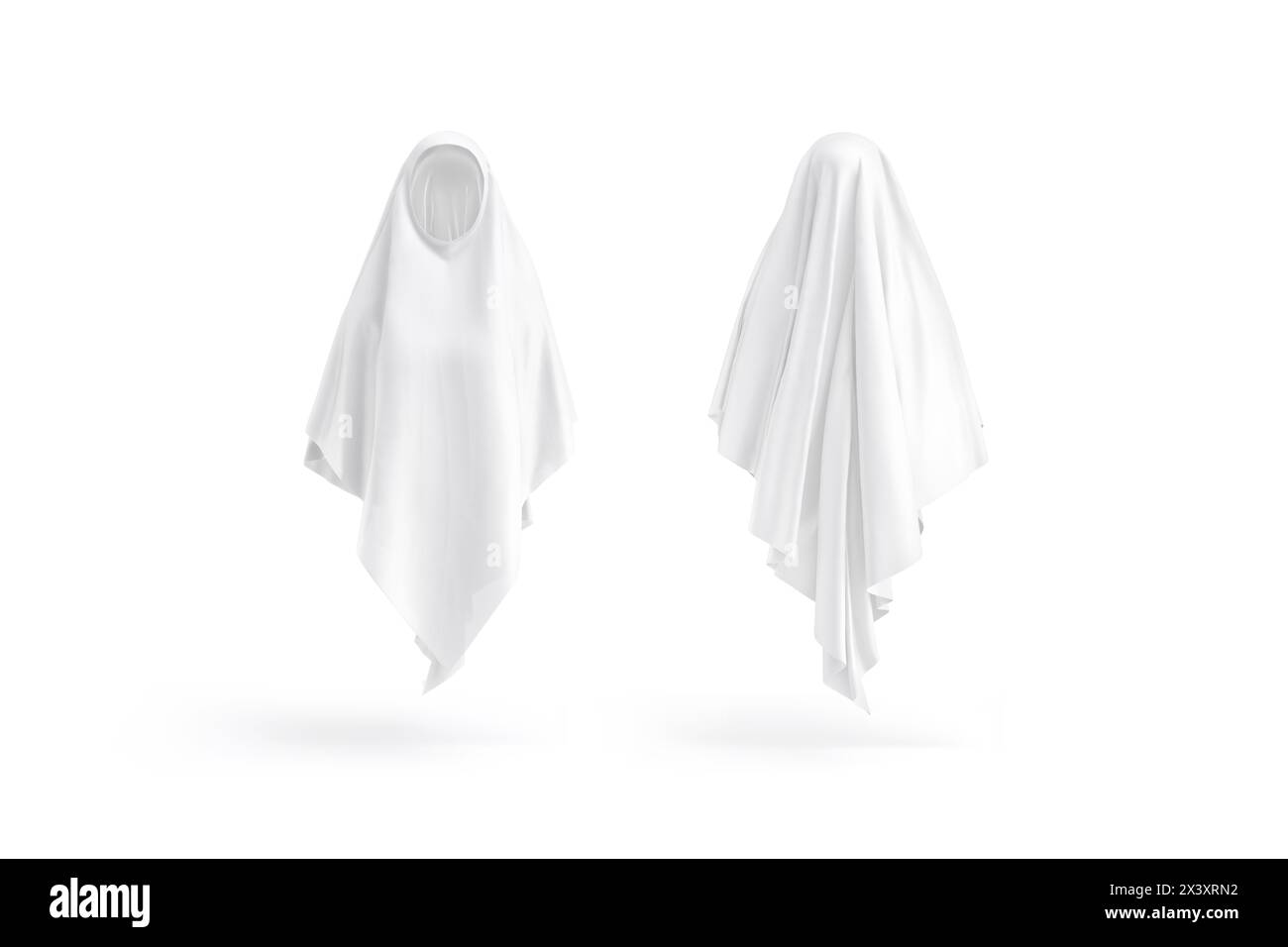 Blank white female khimar mockup, front and back view, 3d rendering ...