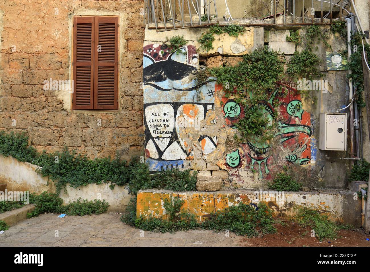 Beirut, Lebanon - April 16, 2022: graffiti on a wall in Beirut, Lebanon ...