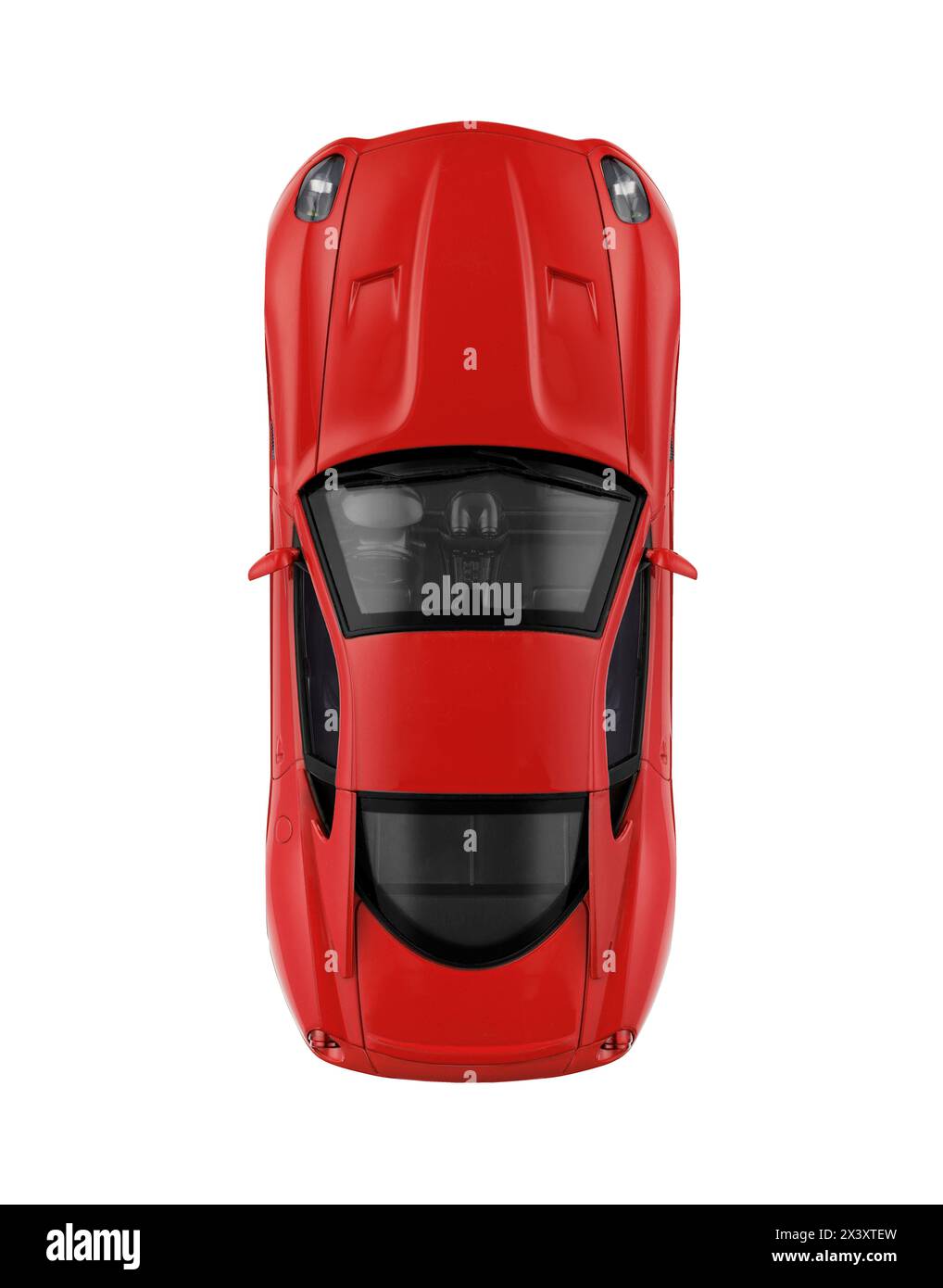 Red sportscar shot from overhead isolated on white background Stock ...