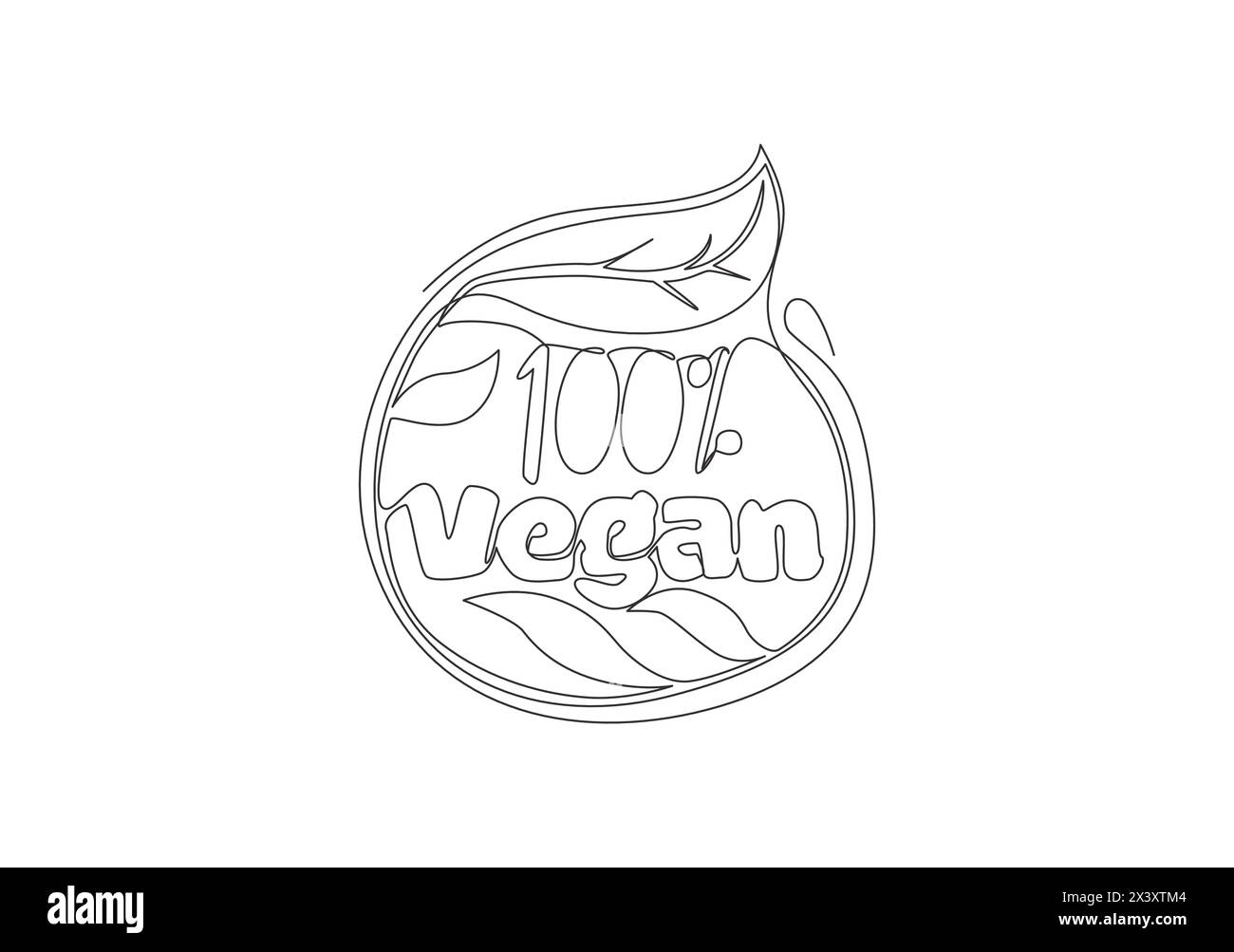 Single continuous line drawing of eco natural and organic food ...