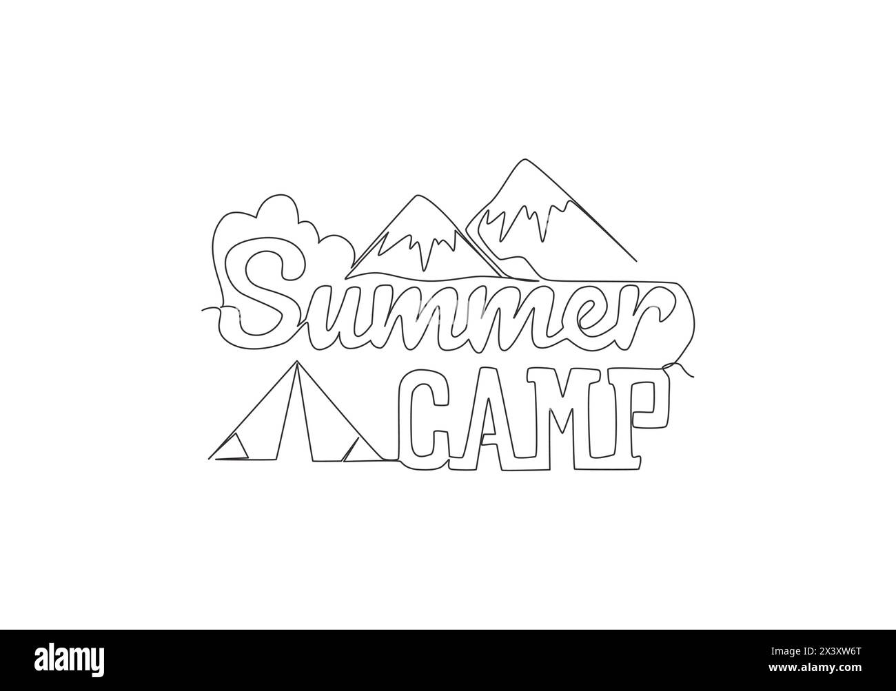 Single continuous line drawing of cute and fabulous summer activity ...