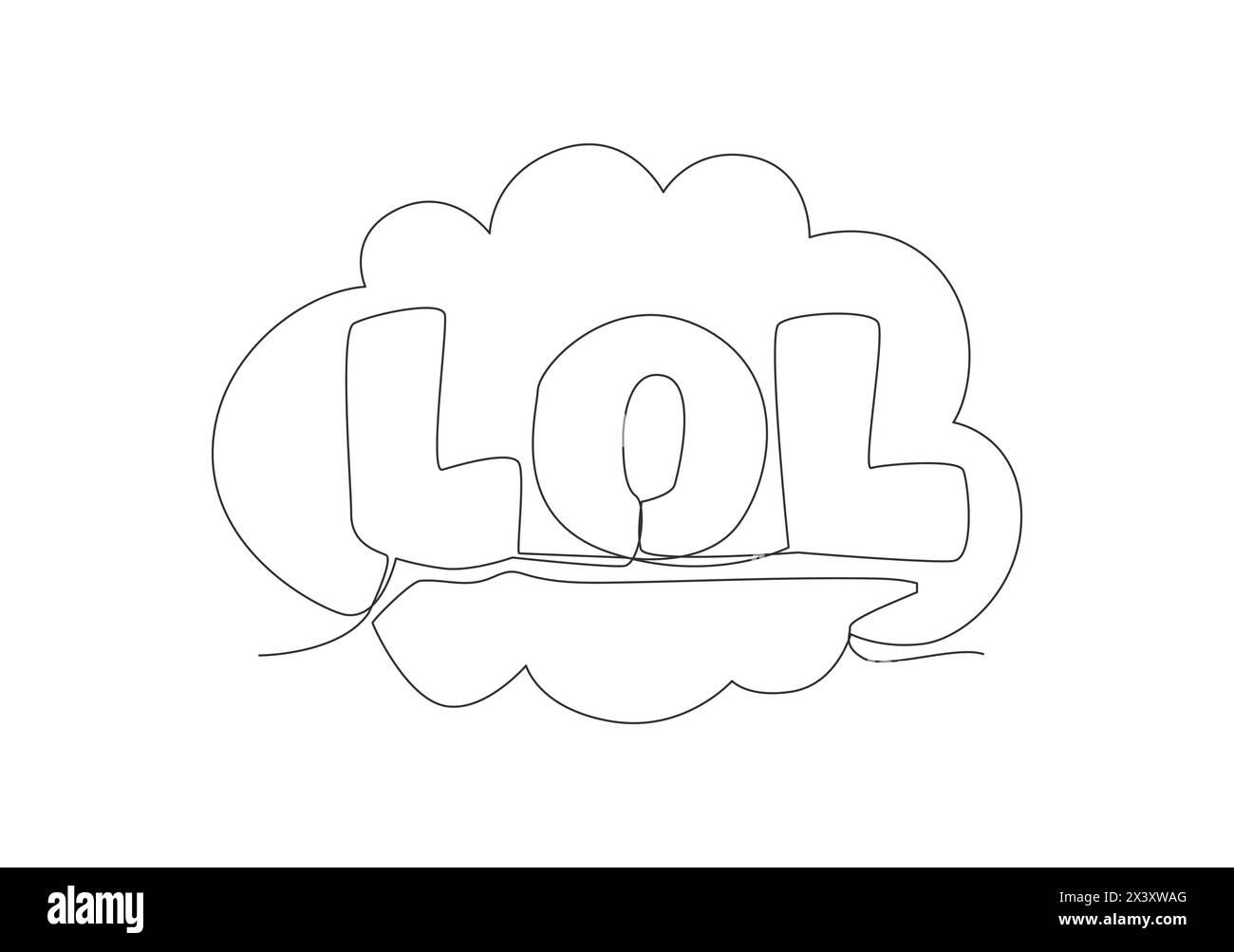 Single continuous line drawing of comical cute and funny typography ...