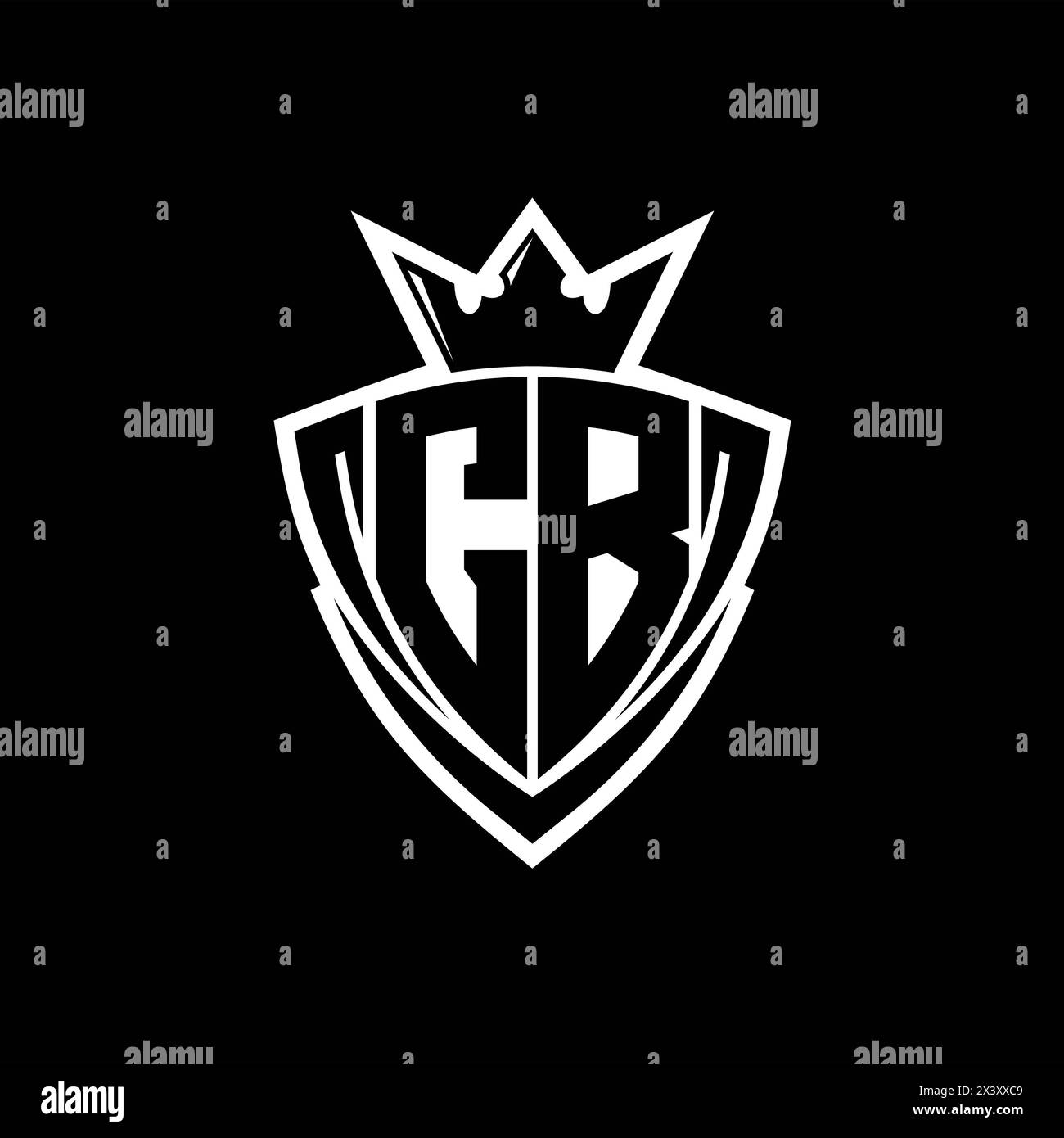 CB Bold letter logo with sharp triangle shield shape with crown inside ...
