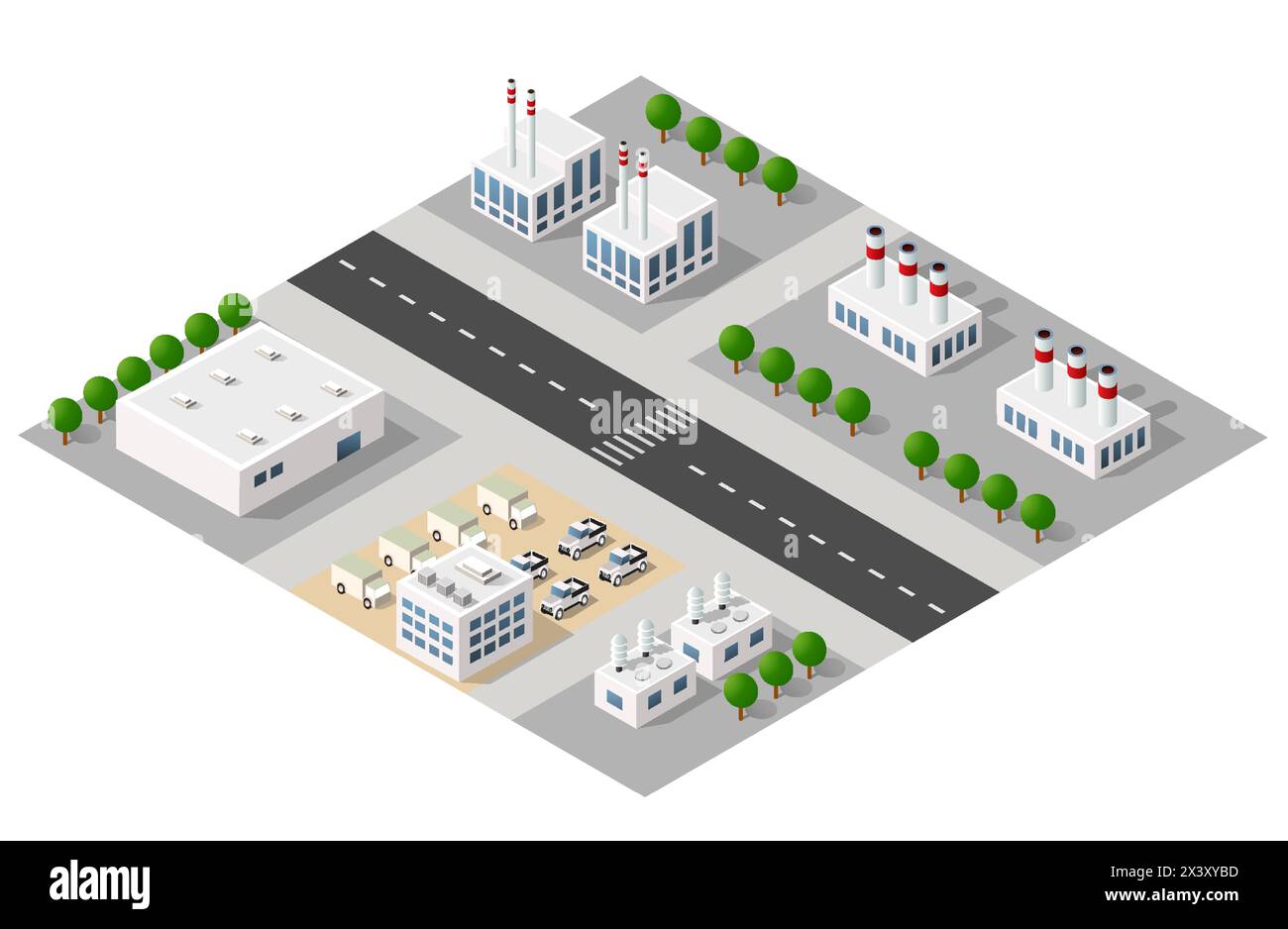 Isometric 3D city module industrial urban factory which includes ...