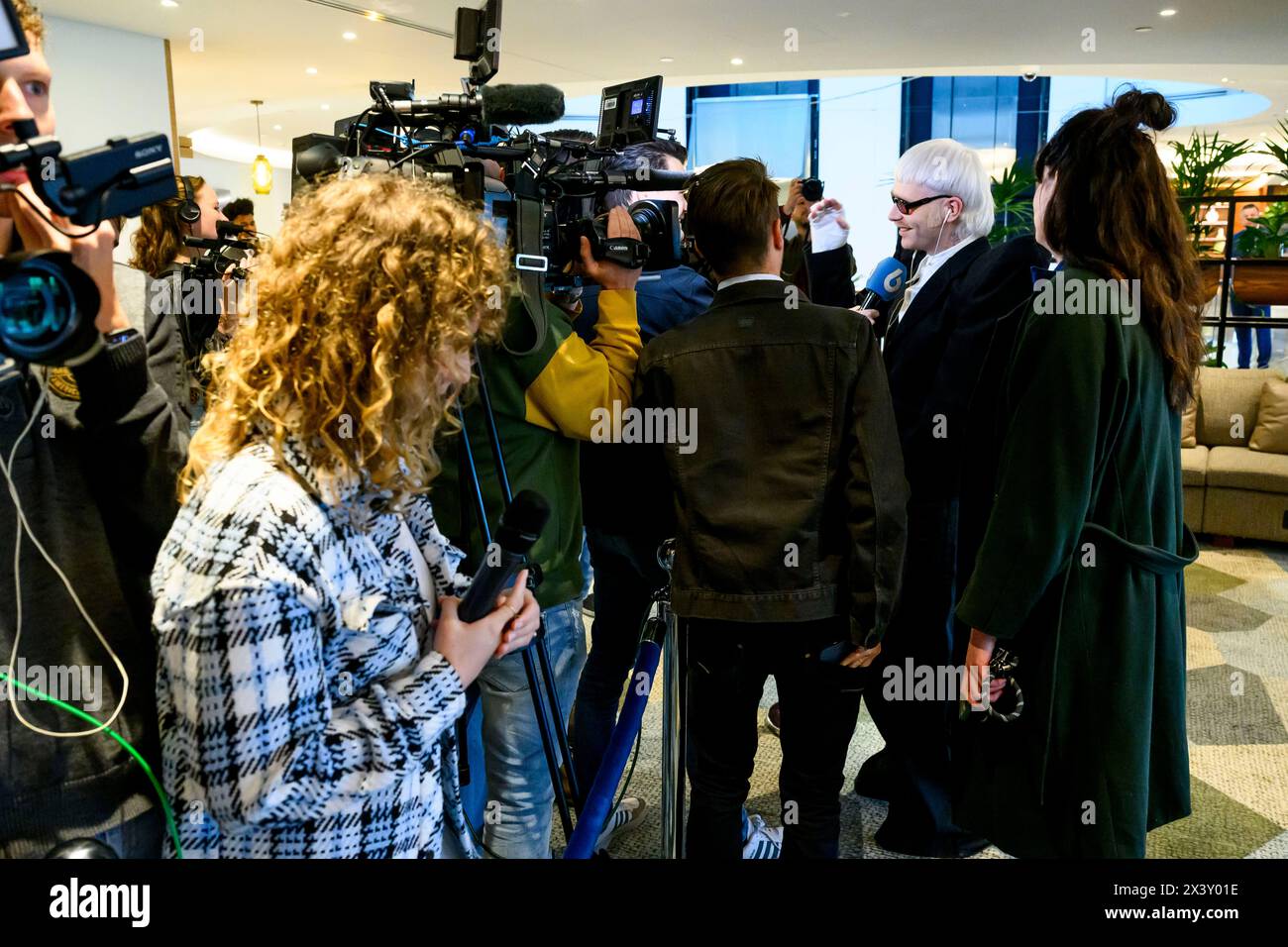 Schiphol, the Netherlands, 29-04-2024 Dutch Eurovision entry departs ...