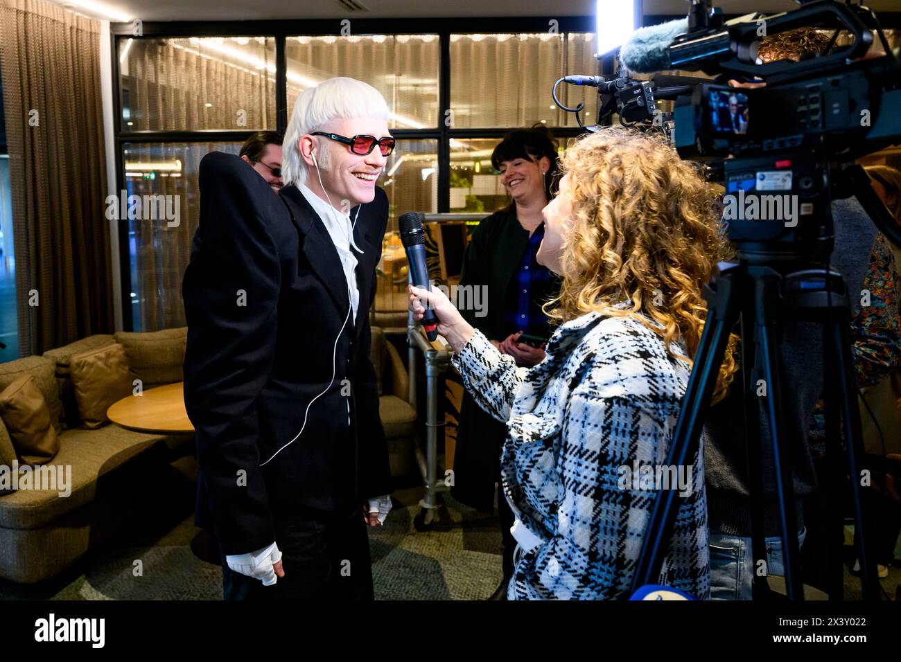 Schiphol, the Netherlands, 29-04-2024 Dutch Eurovision entry departs ...